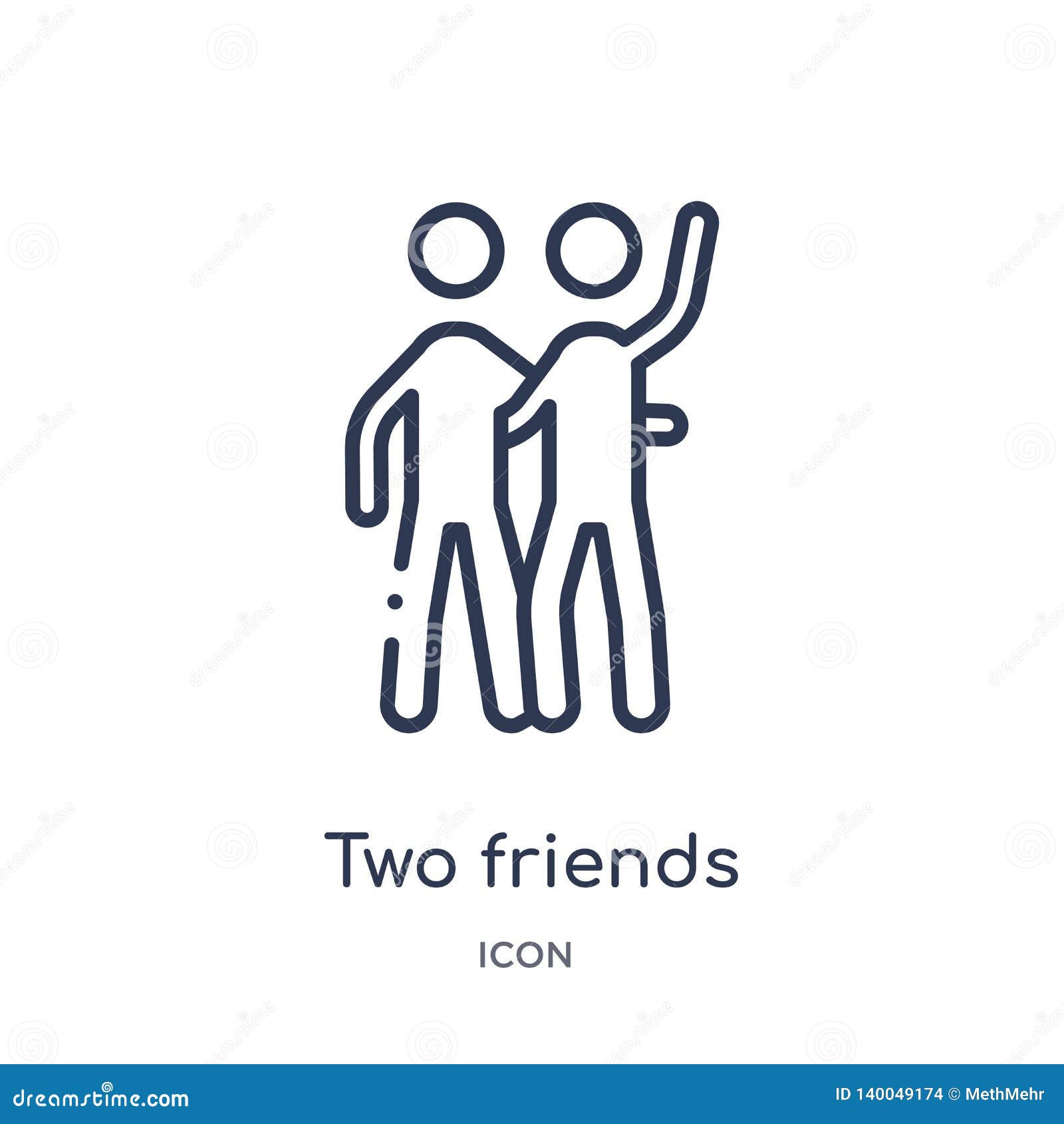 Linear Two Friends Icon from Behavior Outline Collection. Thin Line Two ...