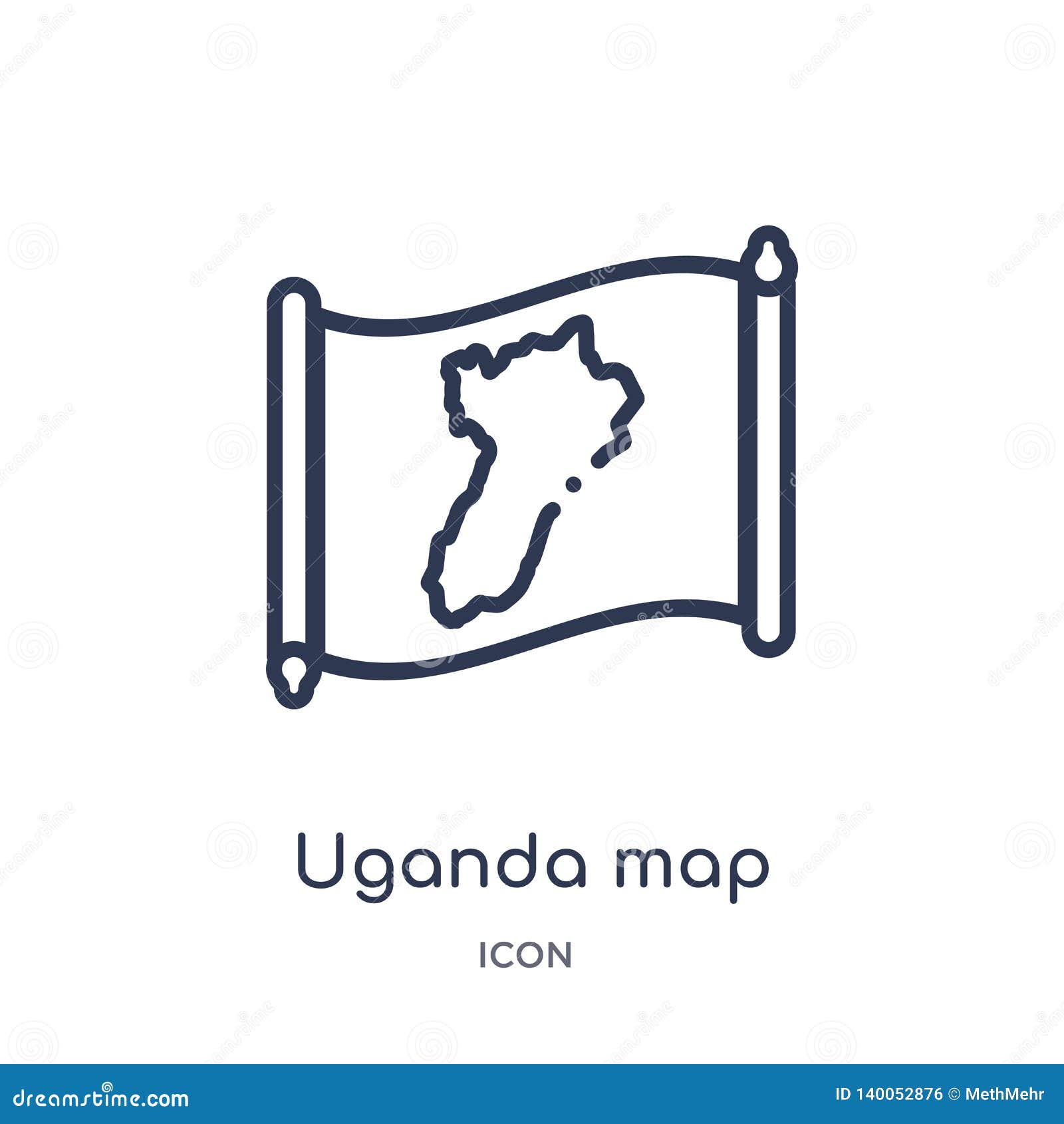 Linear Uganda Map Icon from Countrymaps Outline Collection. Thin Line ...