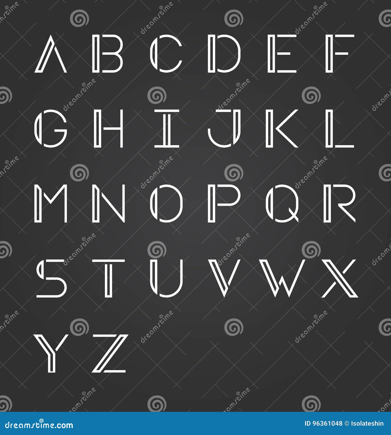 Linear Uppercase Modern Alphabet Design Set with Minimalist Style ...