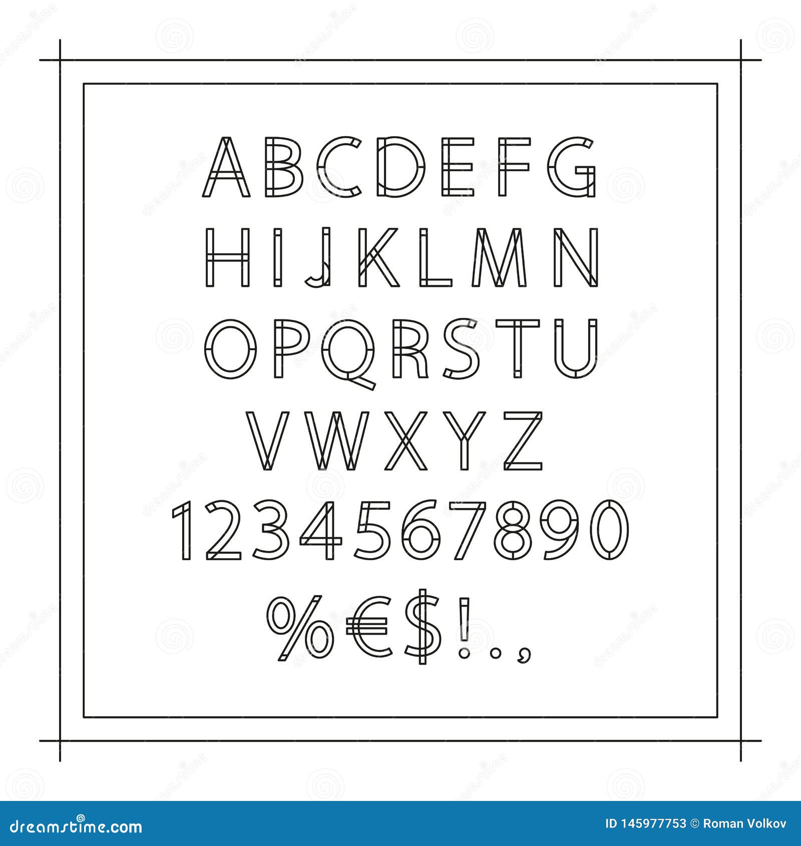 Linear Vector Alphabet stock vector. Illustration of line - 145977753