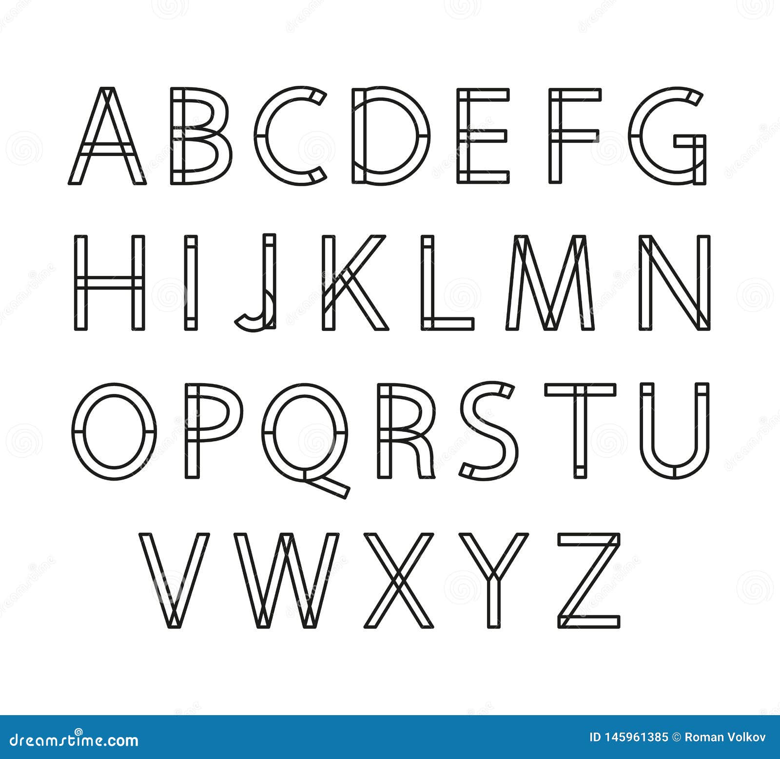 Linear Vector Alphabet stock vector. Illustration of motion - 145961385