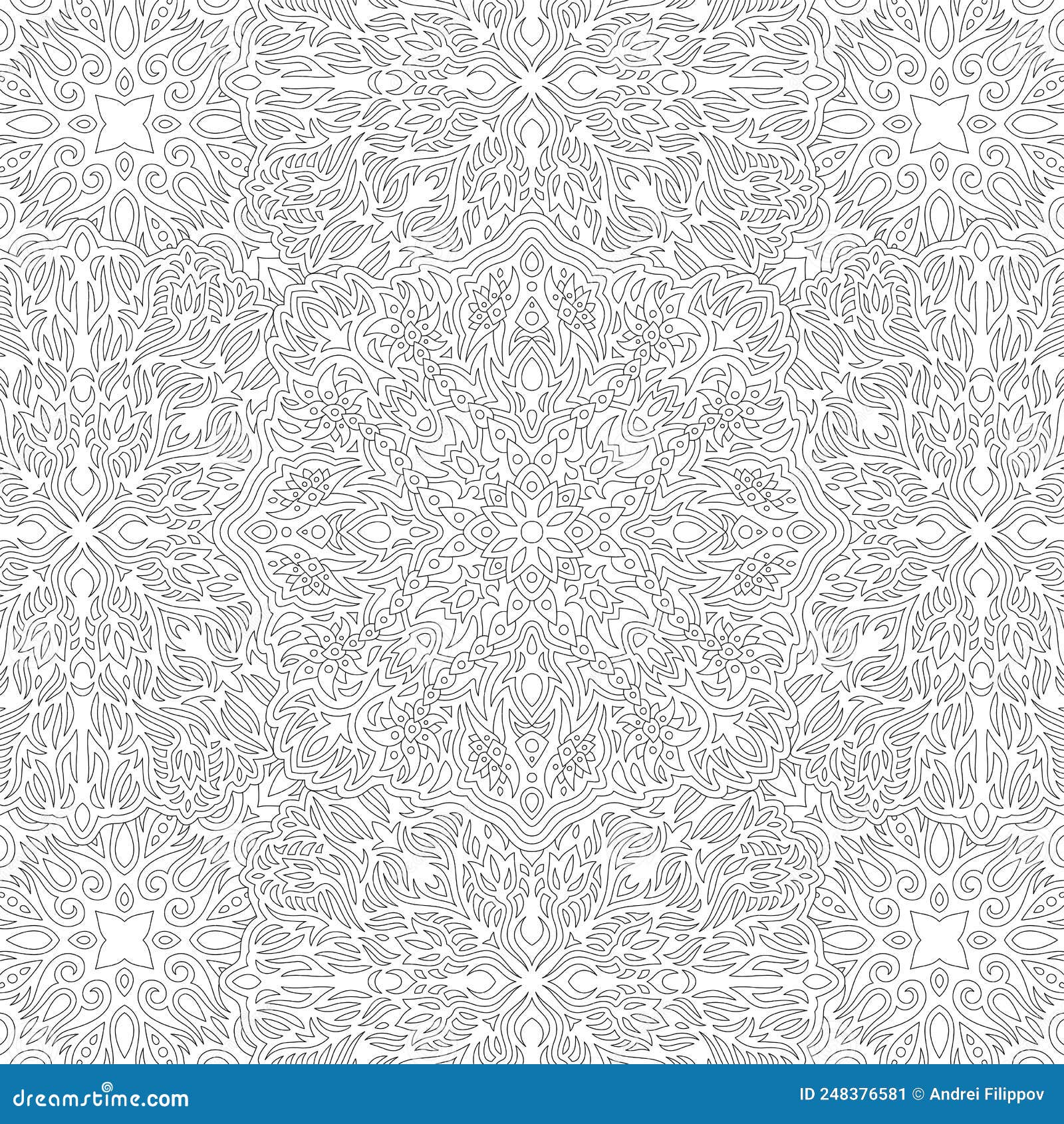 Linear Vector Art with Ornate Square Pattern Stock Vector ...