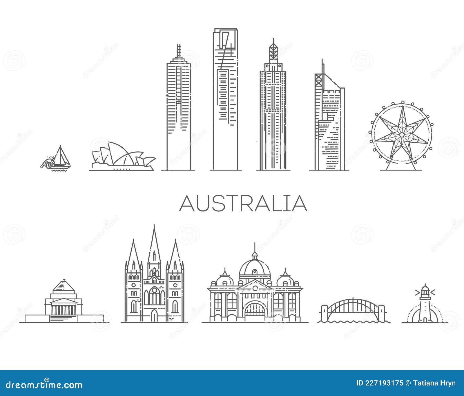 Australia Architecture Line Skyline Illustration. Linear Vector ...