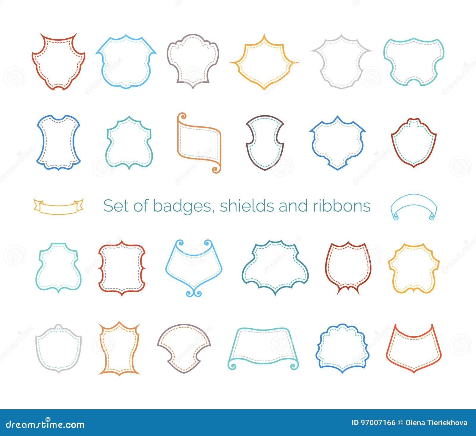 Linear Vector Contours of Badges and Ribbons. Stock Vector ...