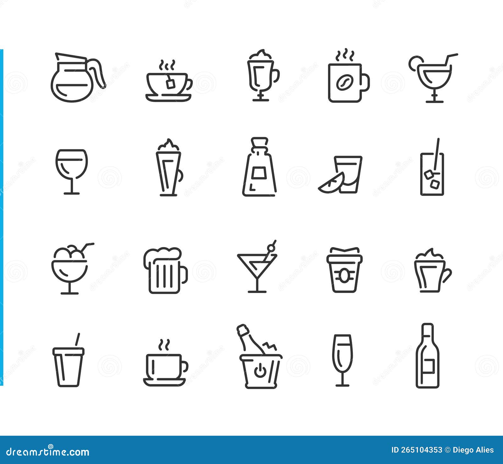 Aperitif Icons Set Cartoon Vector. Appetizer And Beverage ...