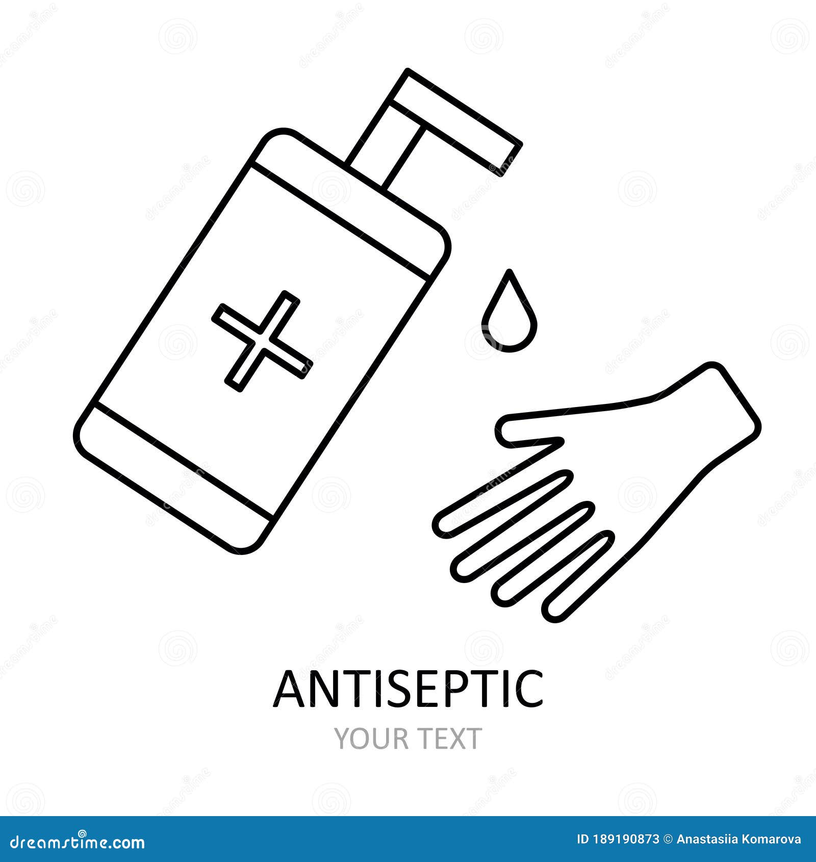 Linear Vector Icon. Hand is Disinfected with an Antiseptic. Antiviral ...