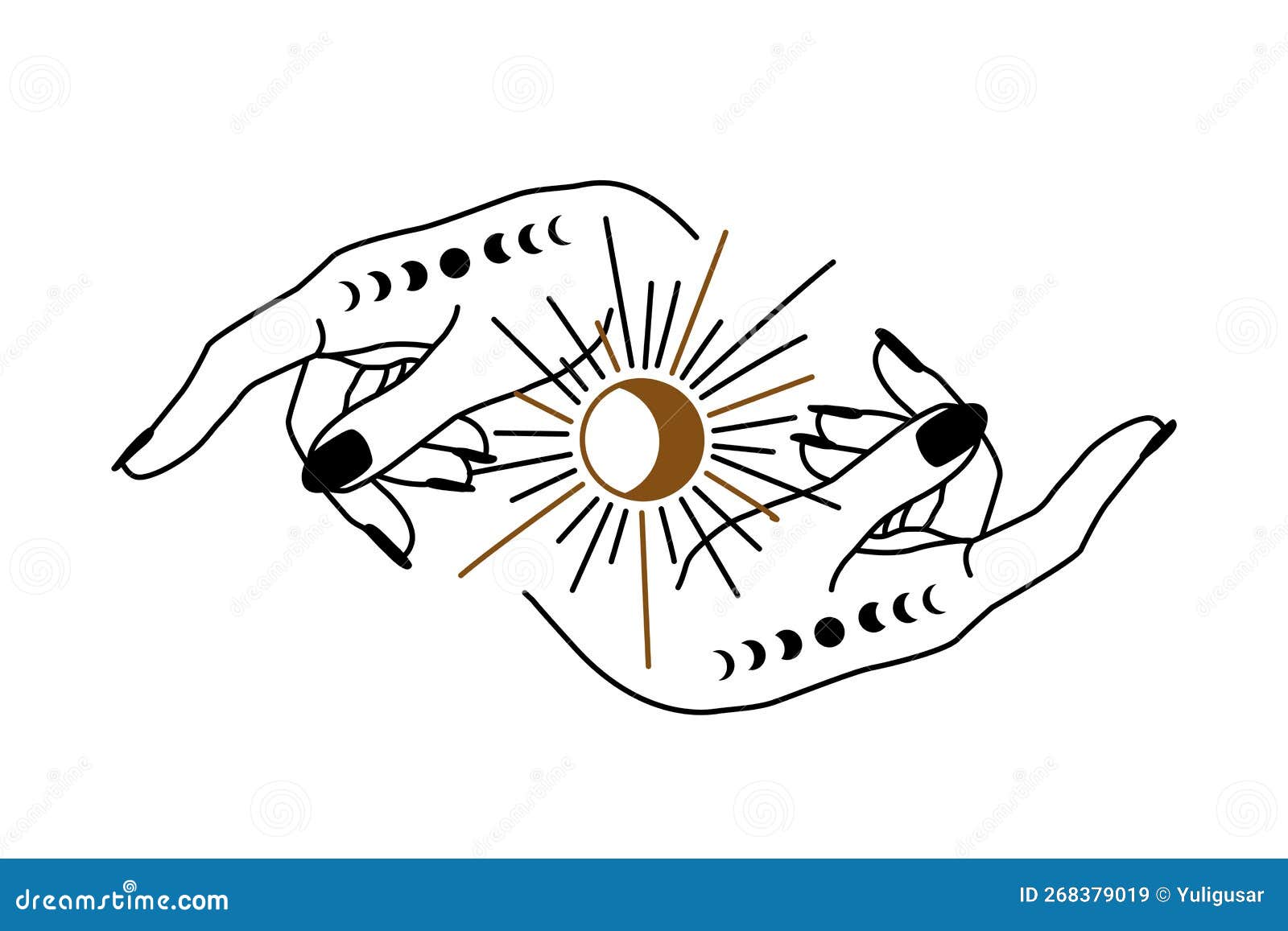 Linear Vector Illustration of Hands. Drawn Magic Hands Stock Vector ...