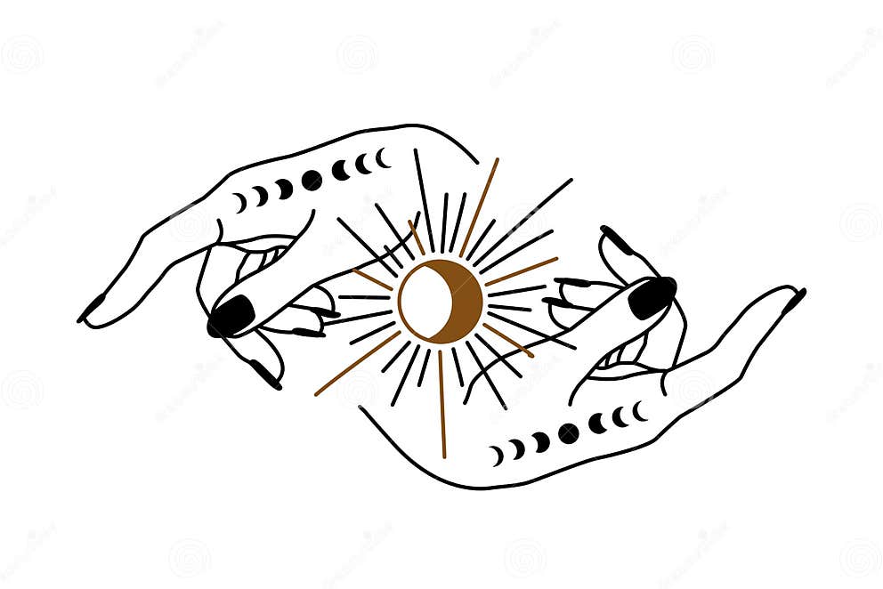 Linear Vector Illustration of Hands. Drawn Magic Hands Stock Vector ...
