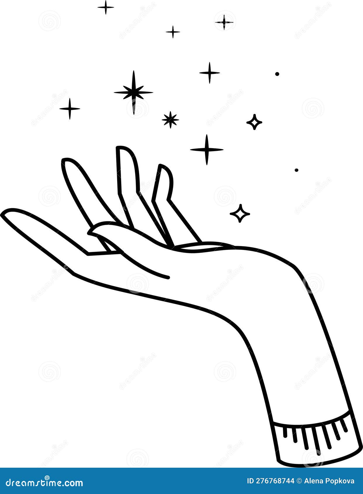 Linear Vector Illustration. Magical Hand Drawings. the Concept of Magic ...