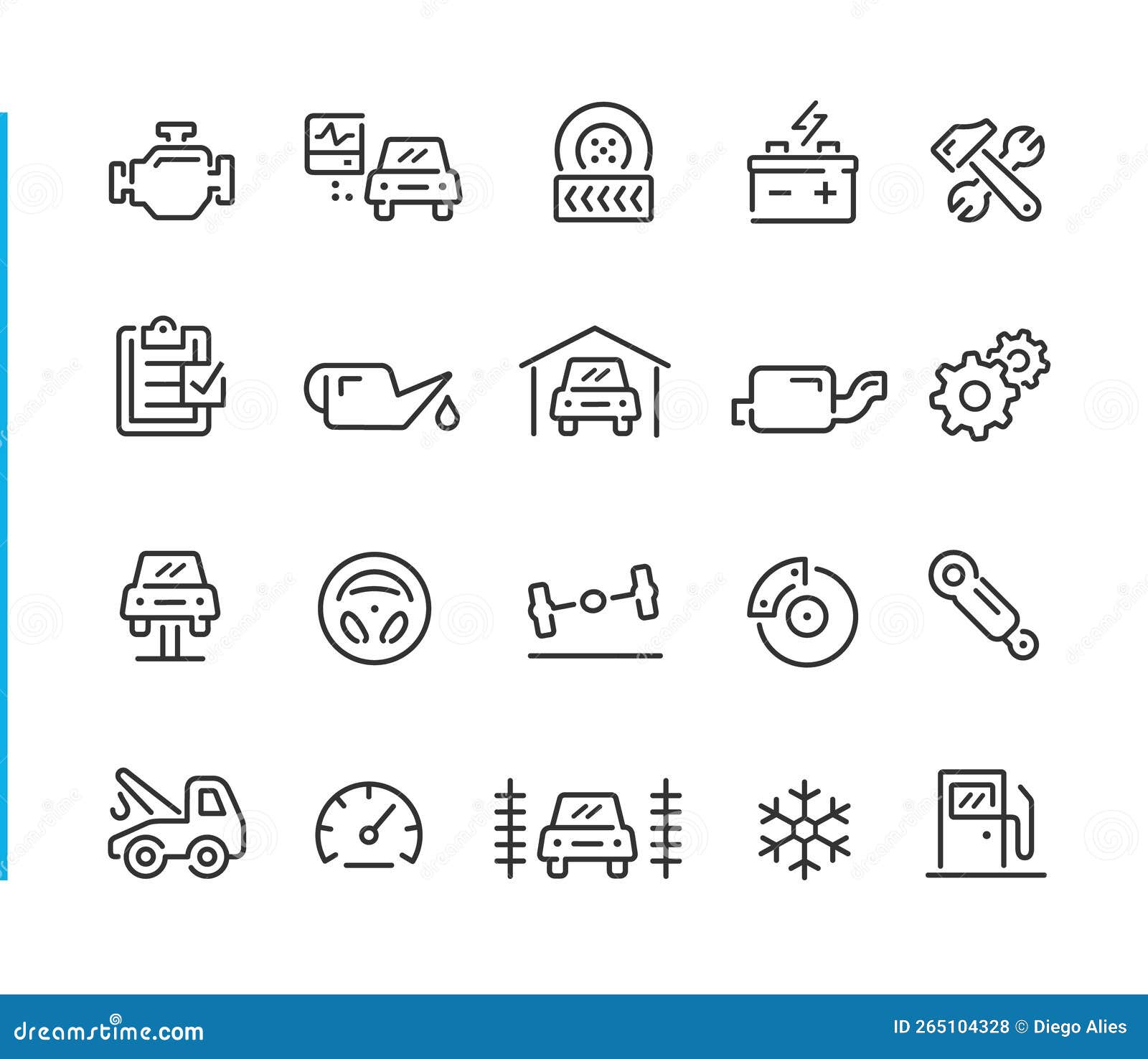 Car Service Icons // Blue Line Stock Vector - Illustration of ...