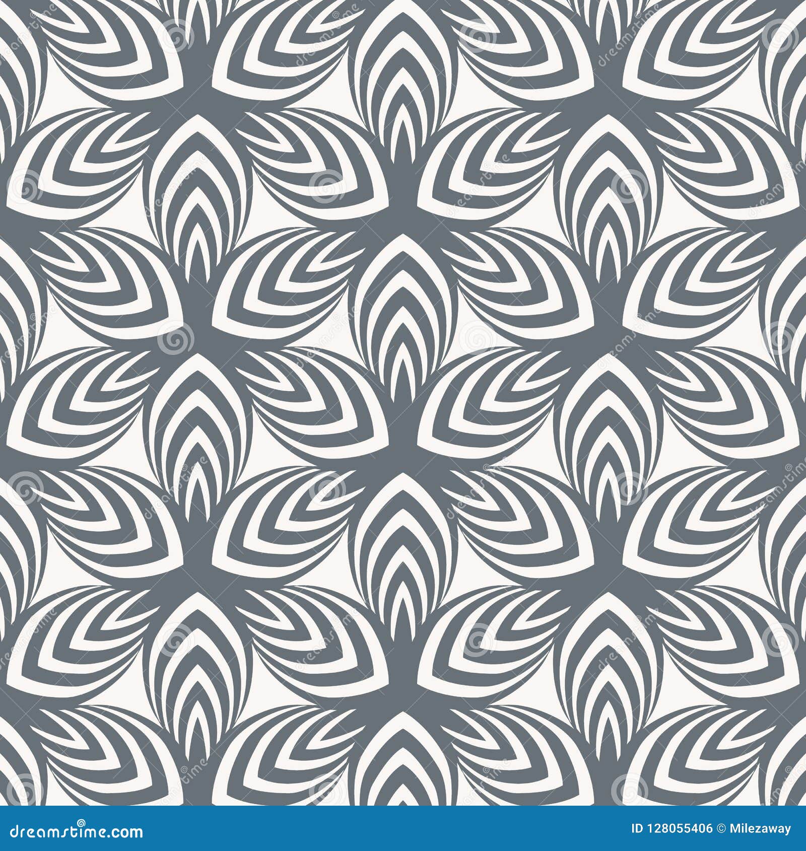 Linear Vector Pattern, Repeating Abstract Leaves, Gray Line of Leaf or ...