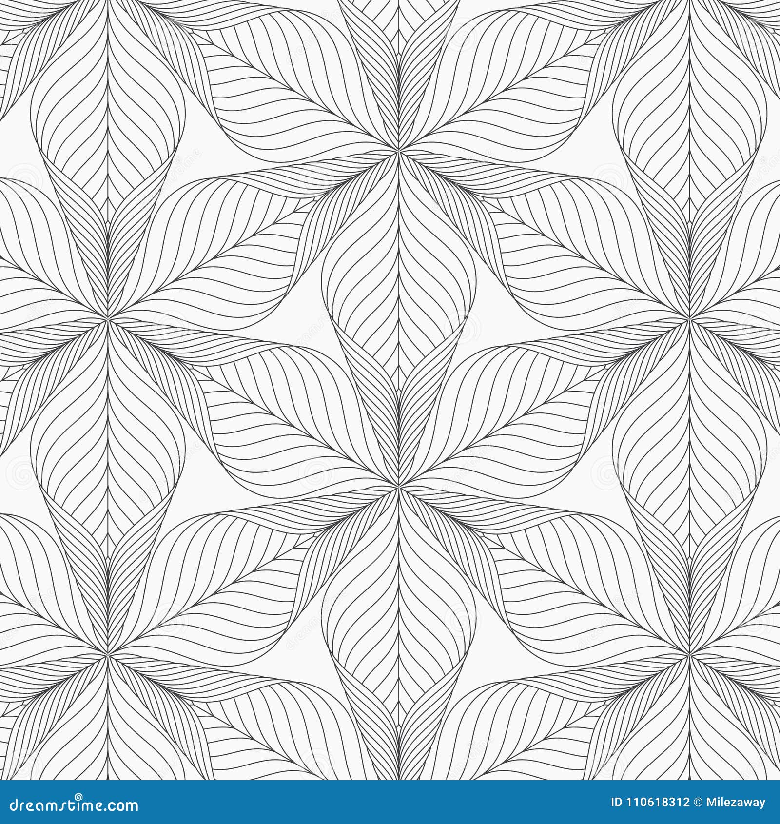 Linear Vector Pattern Repeating Abstract Linear Flower Or Flora