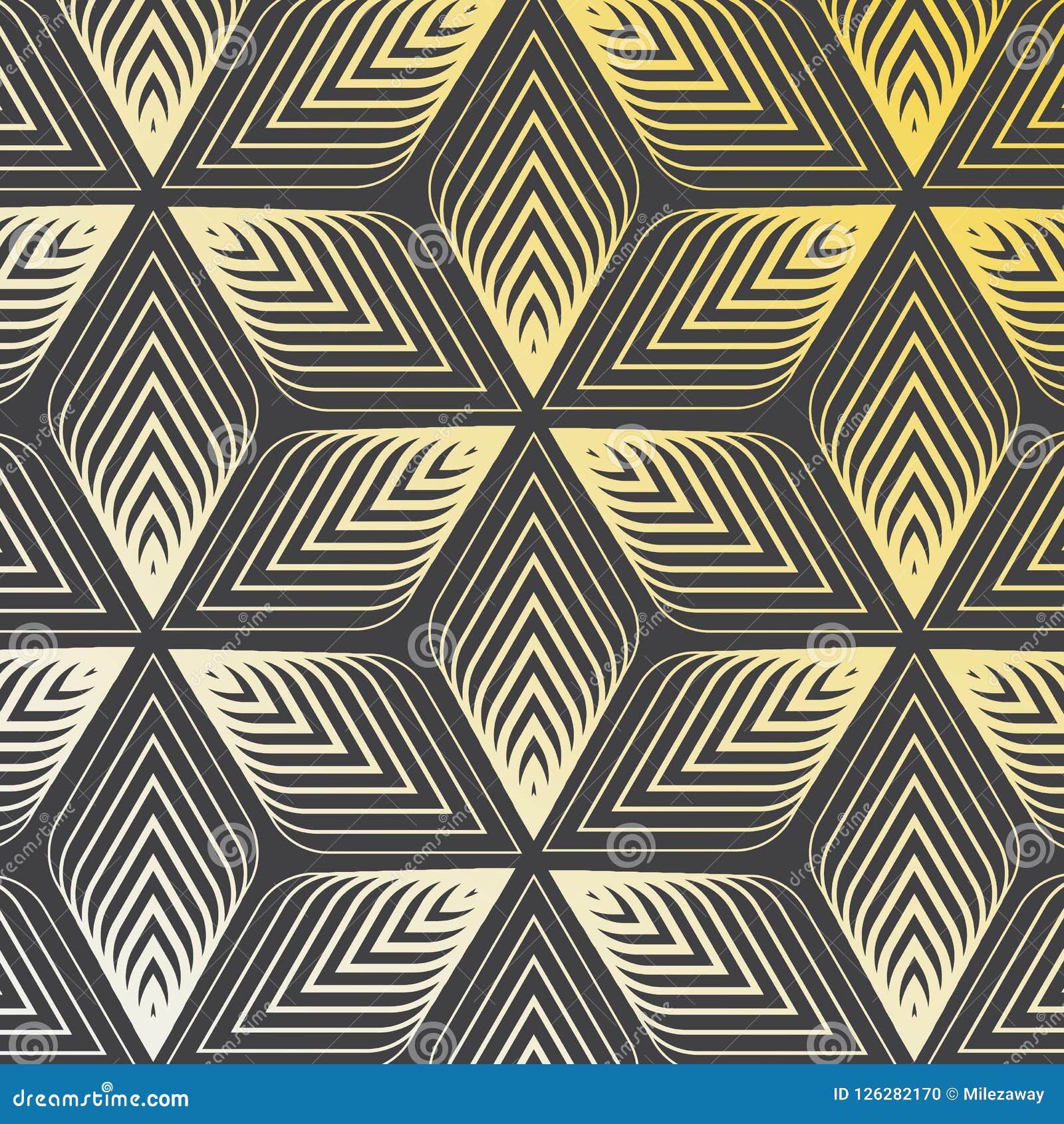 Linear Vector Pattern, Repeating Abstract a Linear Leaf Each Circling on Hexagon Shape. Stock ...