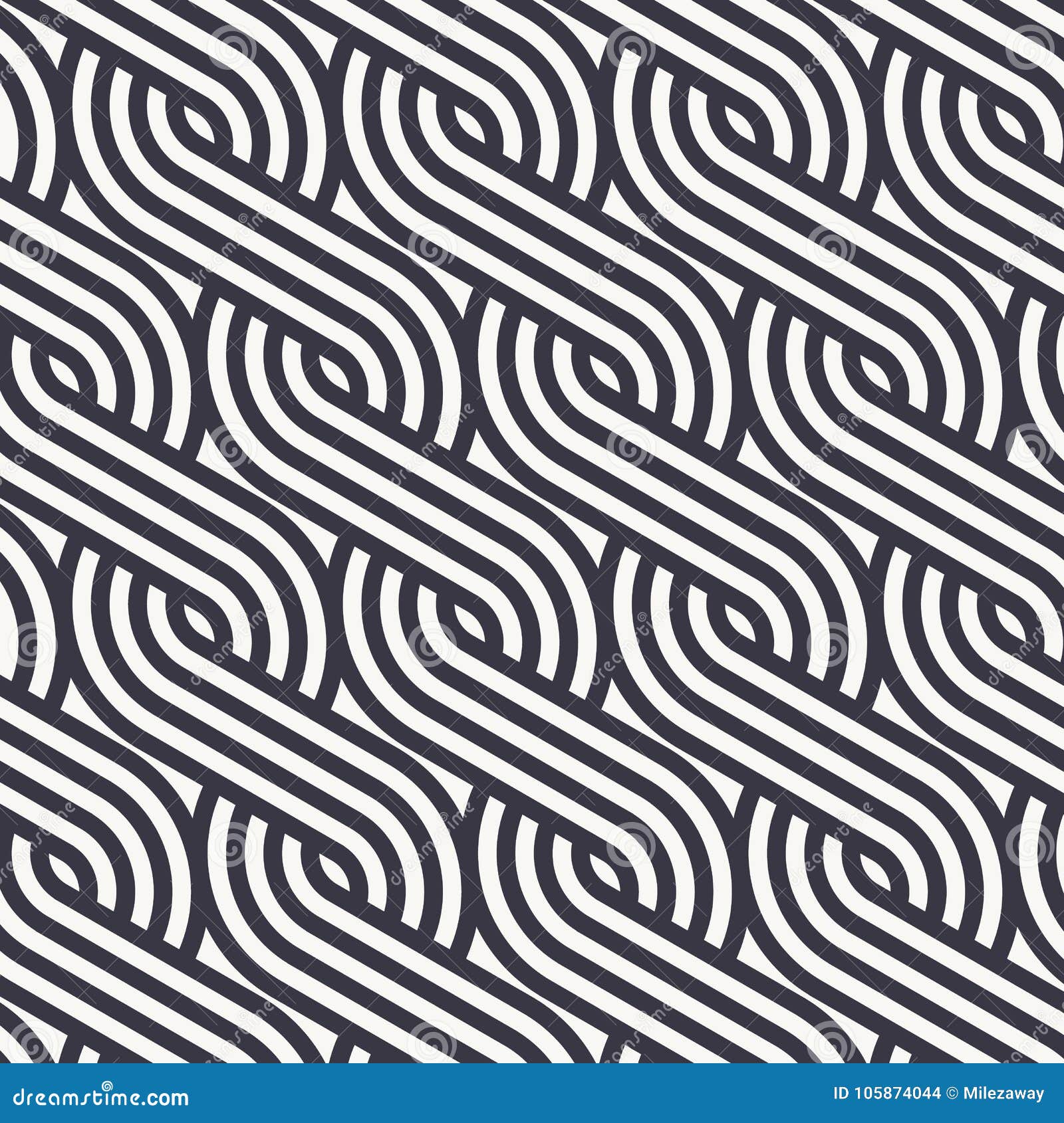 Linear Vector Pattern Repeating Braiding Lines Styles Pattern Made From A Quarter Linear Of