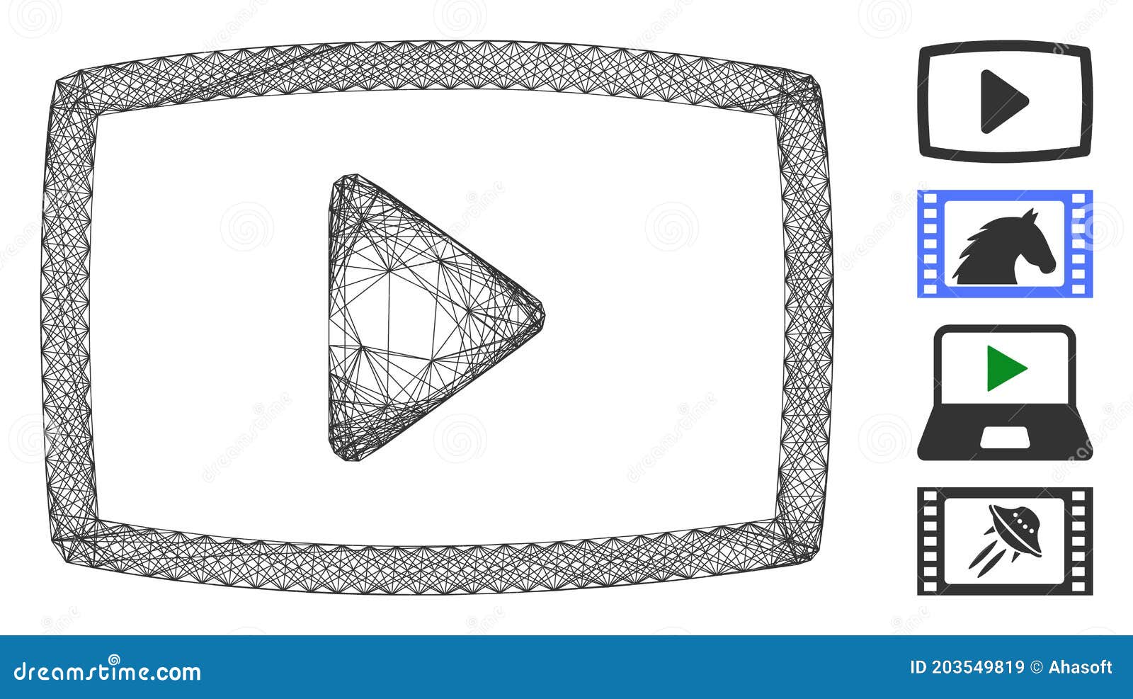 Linear Video Screen Vector Mesh Stock Illustration - Illustration of ...