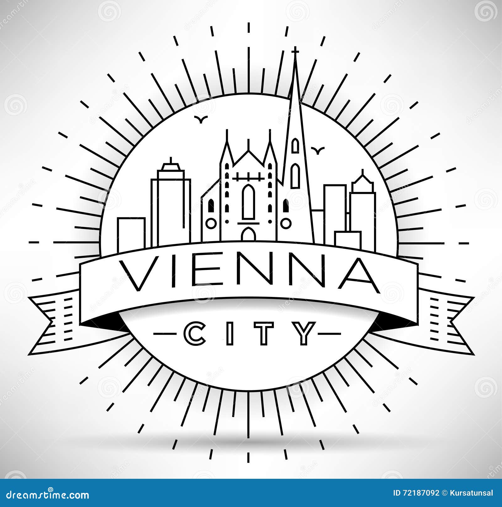 Linear Vienna City Silhouette with Typographic Design Stock ...