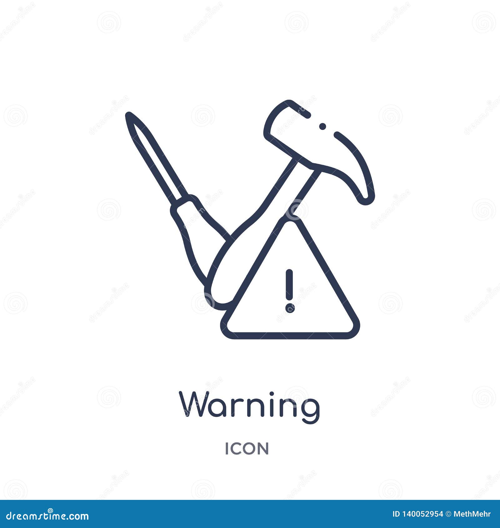Linear Warning Icon From Construction Tools Outline Collection. Thin ...