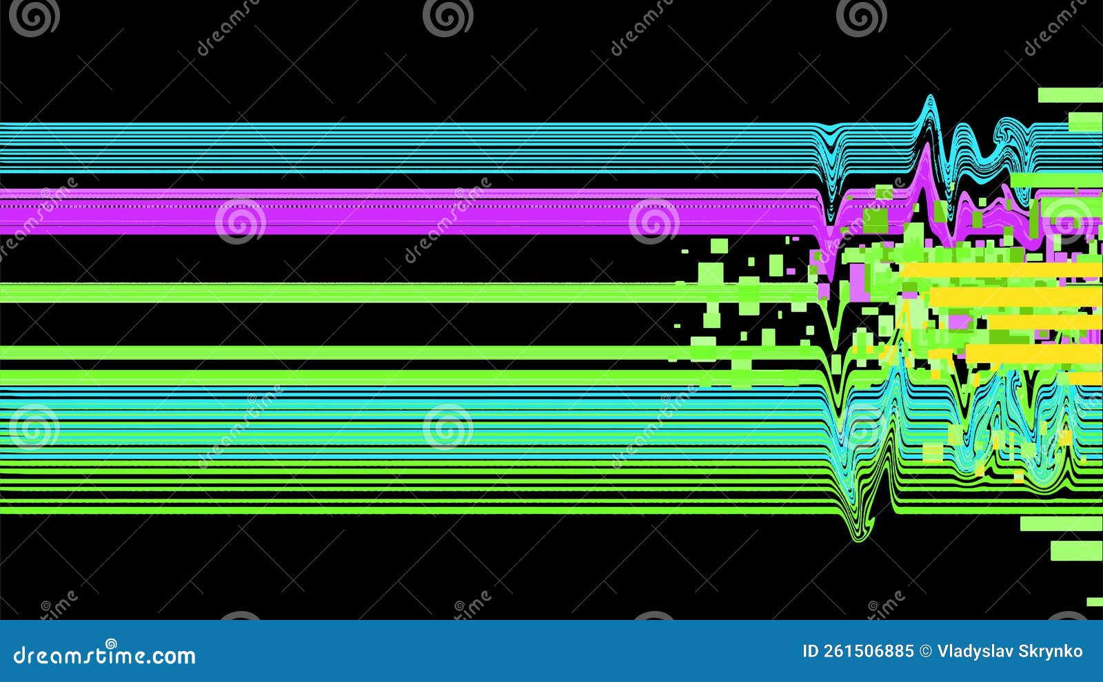 Linear Wavy Glitch Effect of Green and Blue Pixels on a Black ...