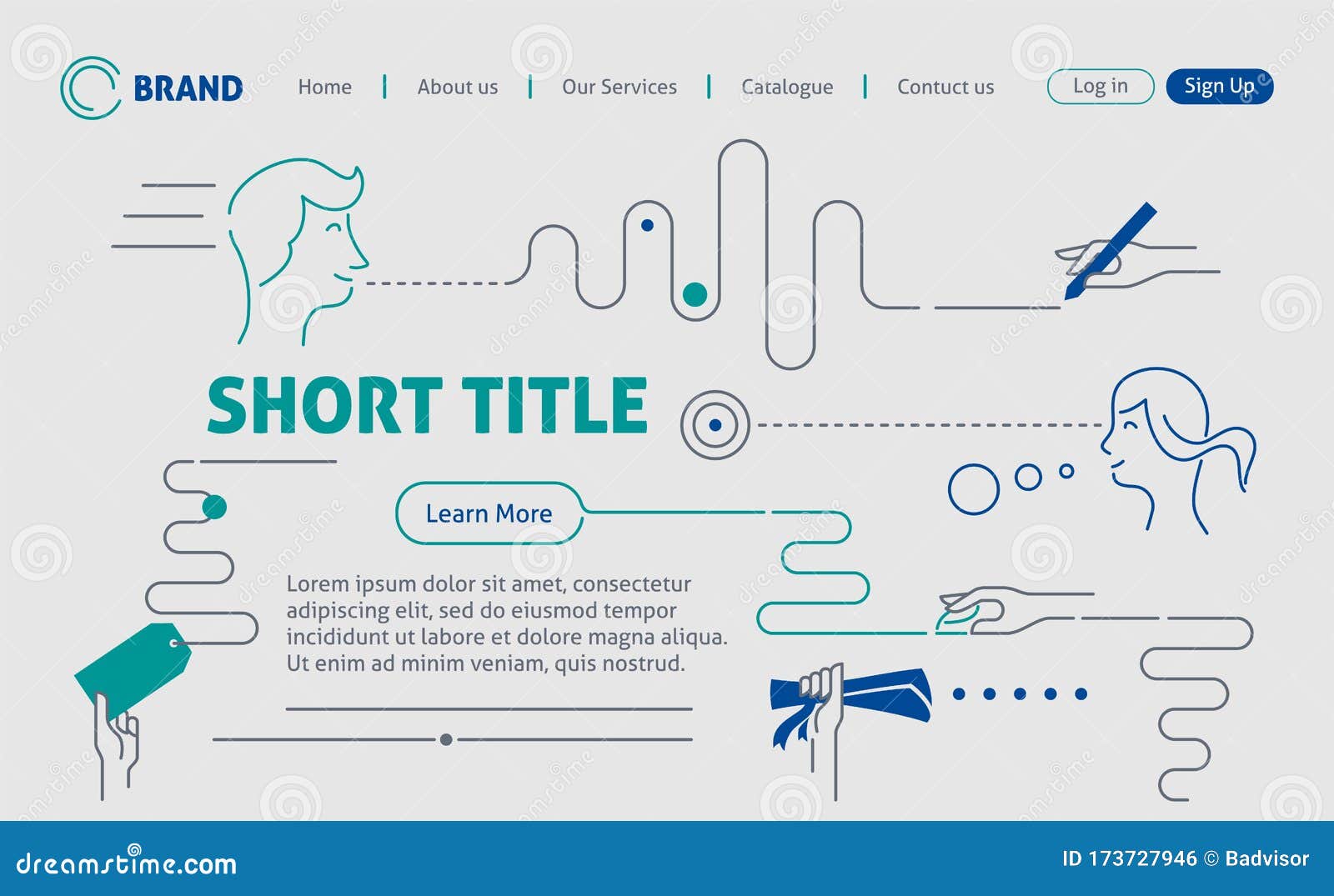 Linear Webpage Template, Vector Illustration Stock Vector ...