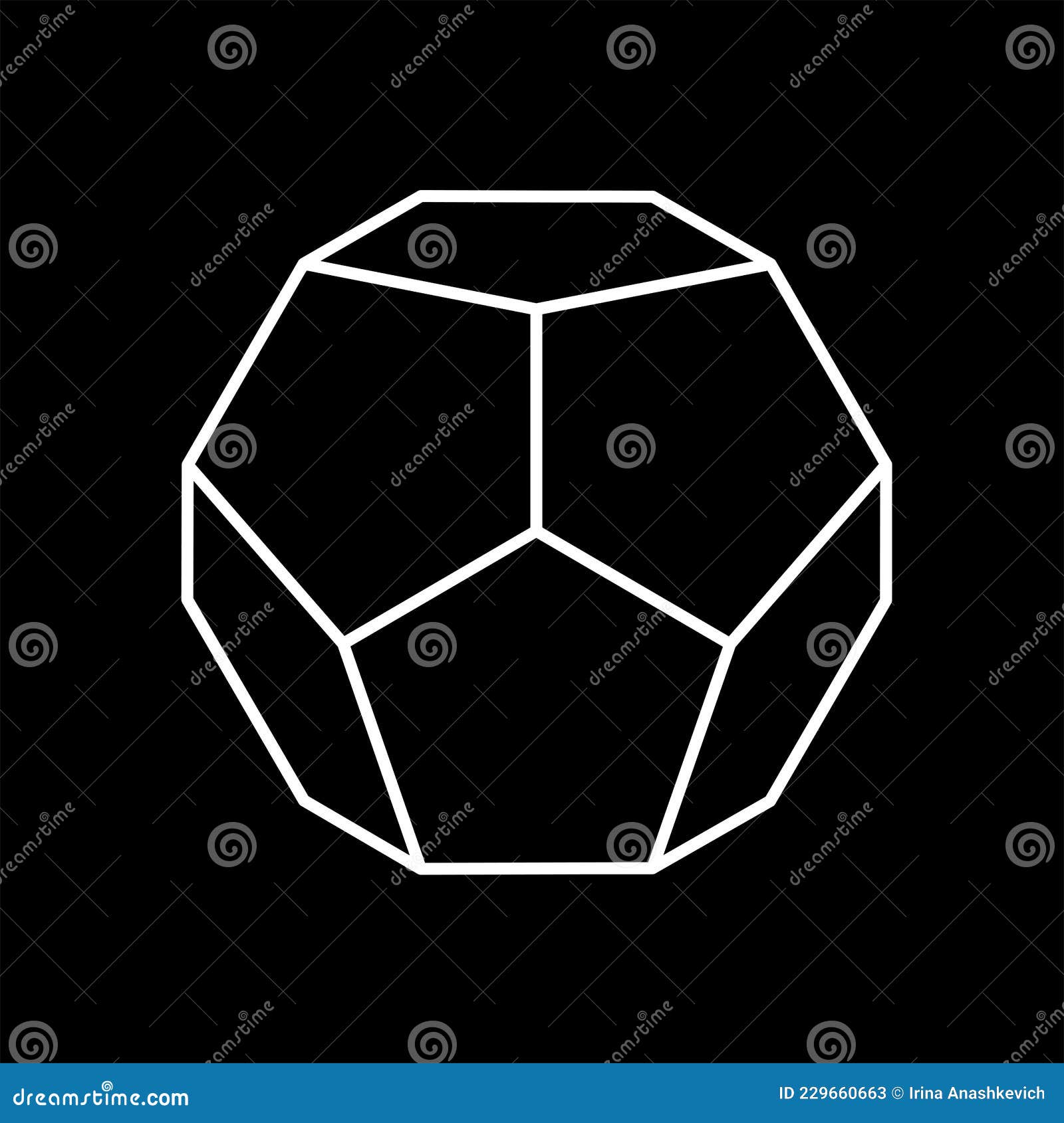 Dodecahedron Platonic Solid Template Paper Model Cartoon Vector ...