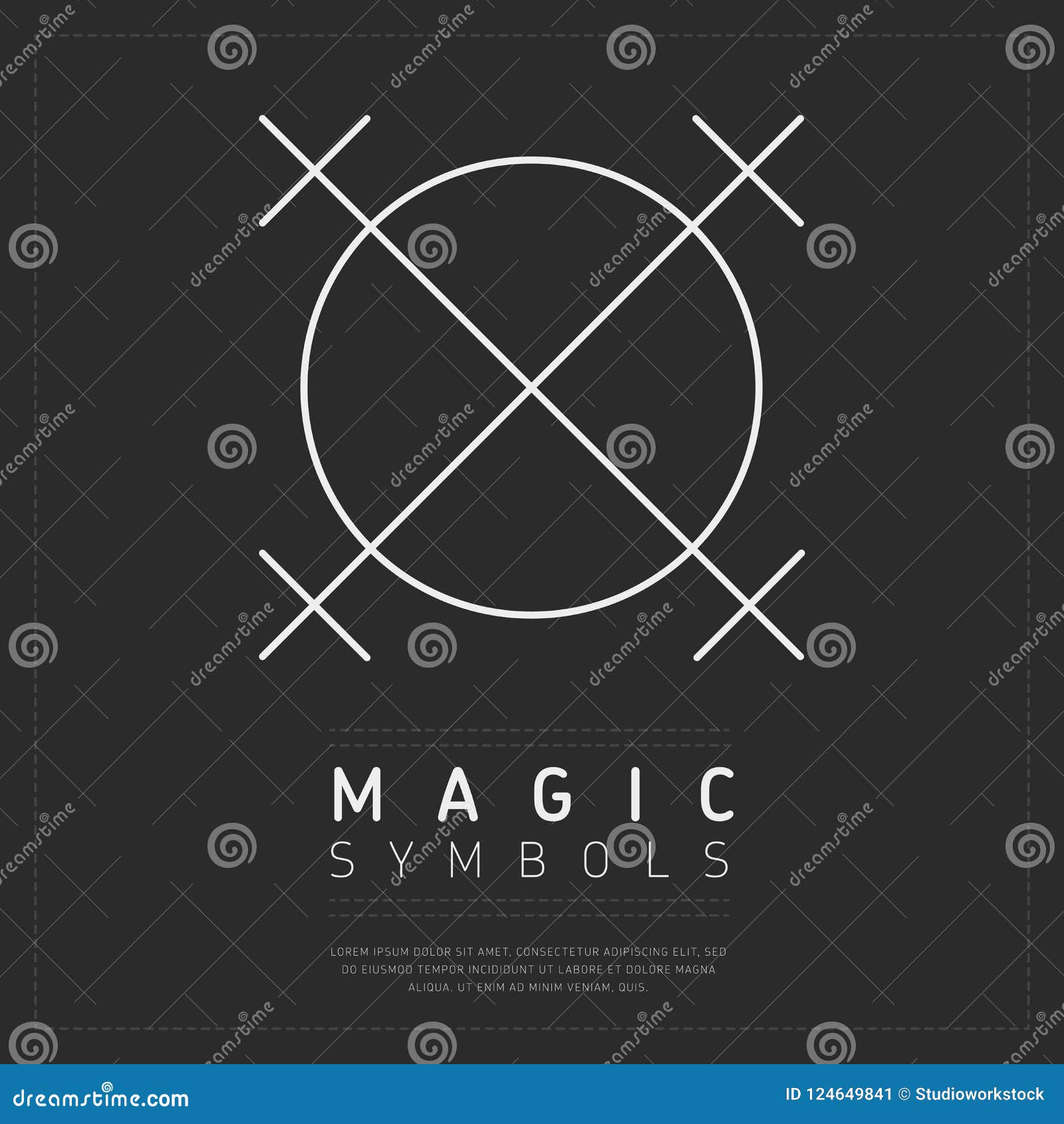 Linear White Magic Symbol in Circle Stock Illustration - Illustration ...