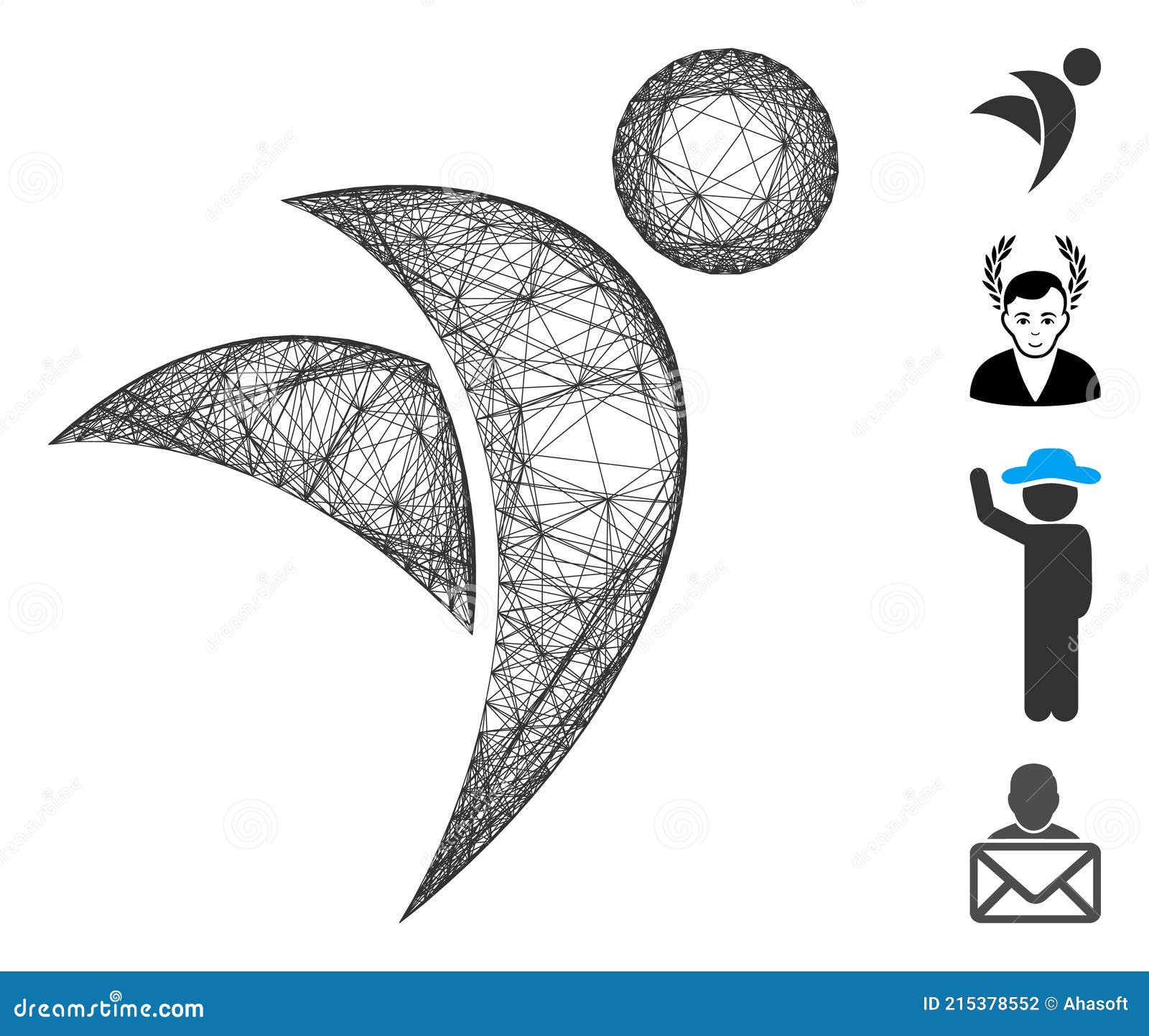 Linear Winged Man Vector Mesh Stock Vector - Illustration of flight ...