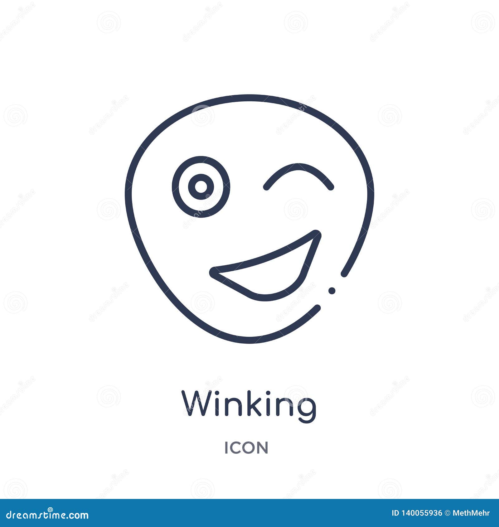Linear Winking Icon from Emotions Outline Collection. Thin Line Winking ...