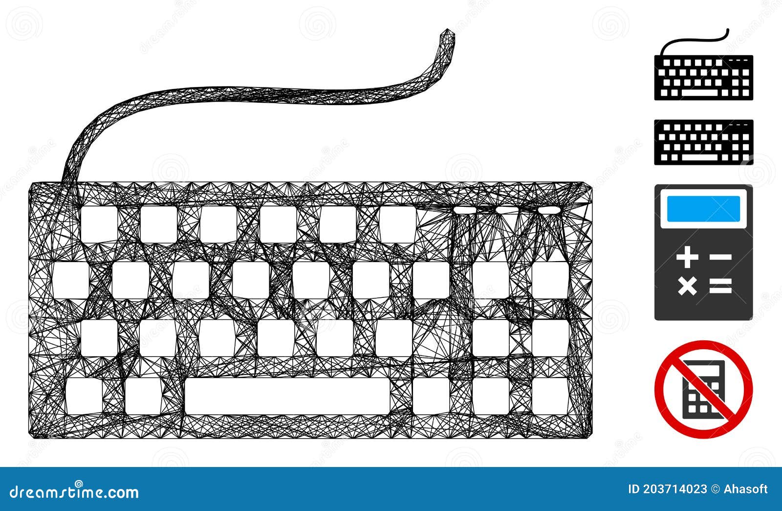 Linear Wired Keyboard Vector Mesh Stock Image - Image of line ...