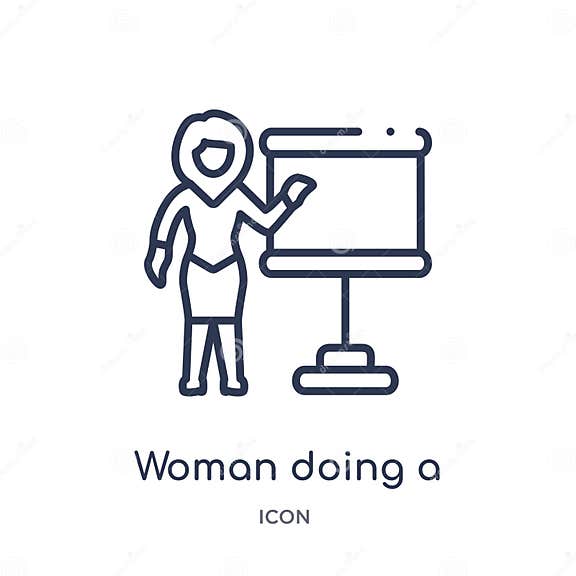 Linear Woman Doing A Presentation Icon From Ladies Outline Collection