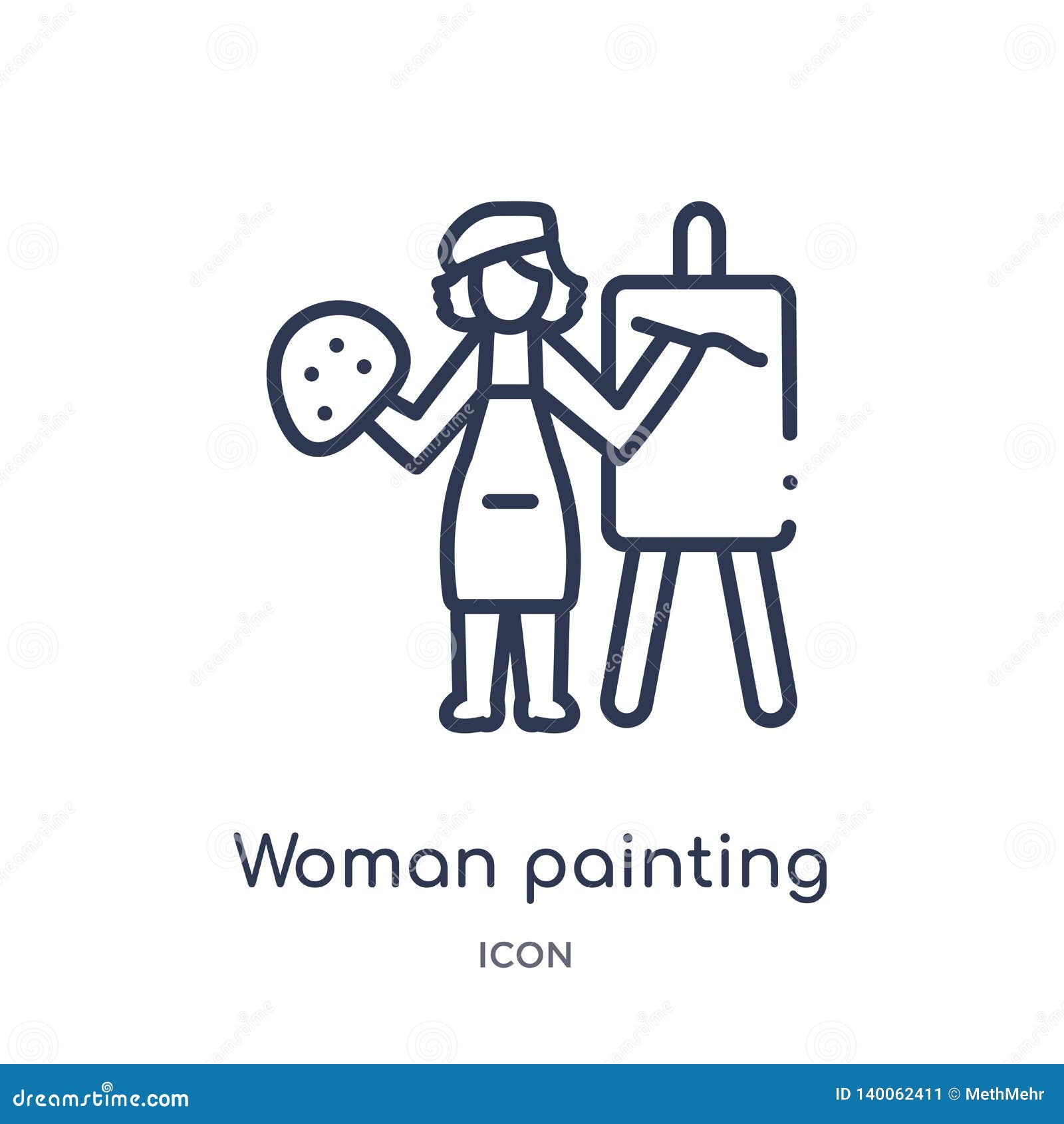 Linear Woman Painting Icon from Ladies Outline Collection. Thin Line ... Linear Woman Painting Icon from Ladies Outline Collection. Thin Line ...