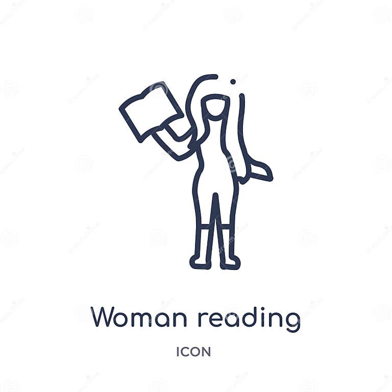 Linear Woman Reading Icon From Ladies Outline Collection Thin Line