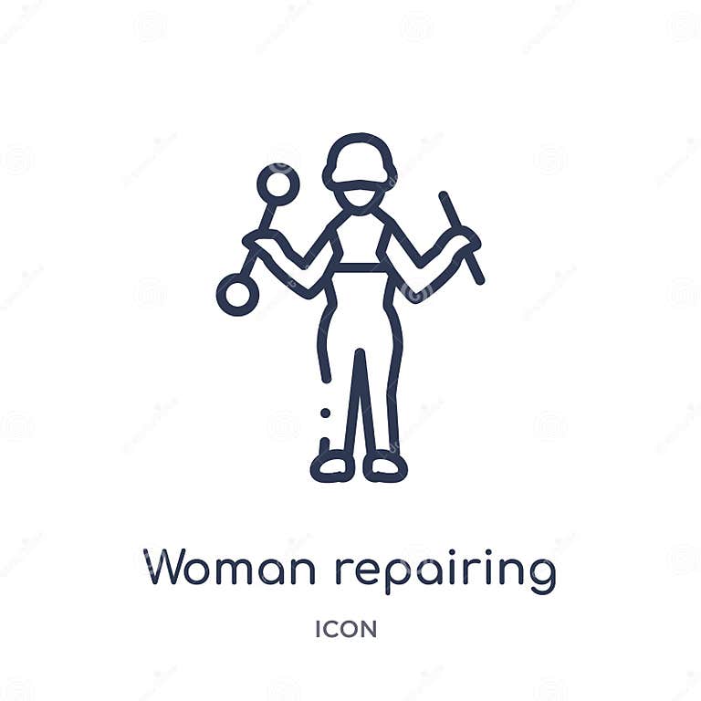 Linear Woman Repairing Icon From Ladies Outline Collection Thin Line