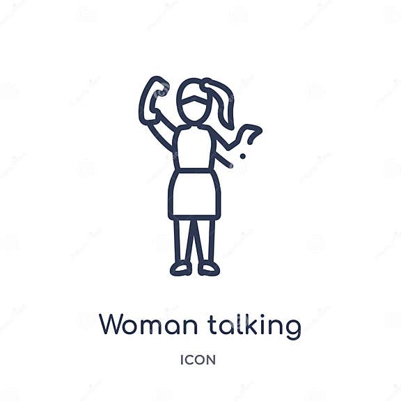 Linear Woman Talking By Phone Icon From Ladies Outline Collection Thin