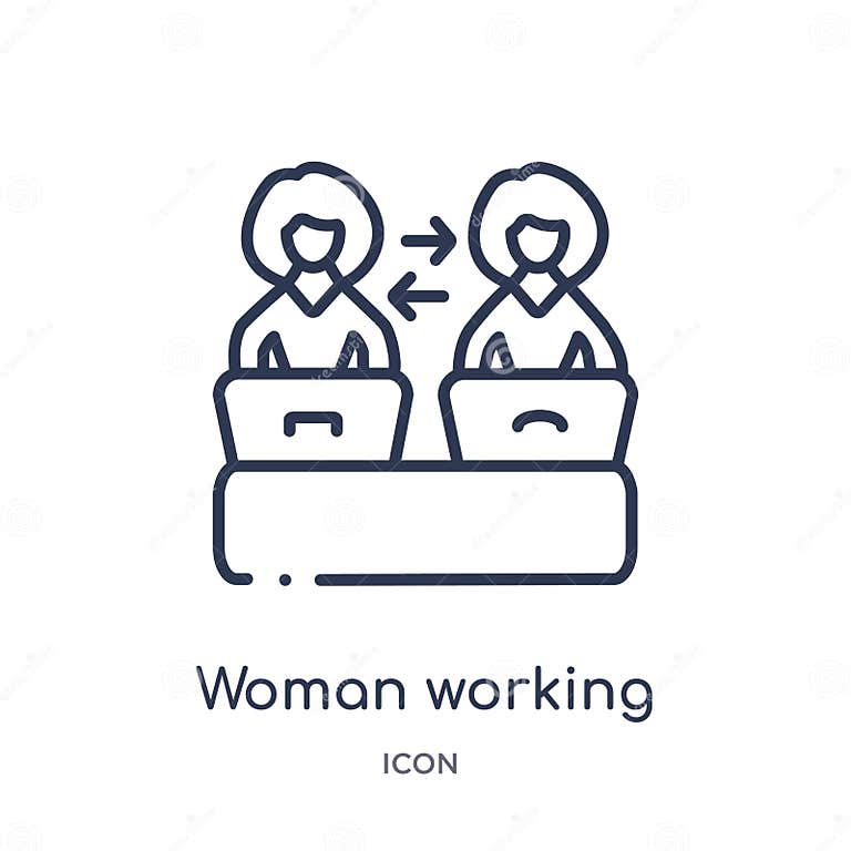 Linear Woman Working Process Icon From Ladies Outline Collection Thin