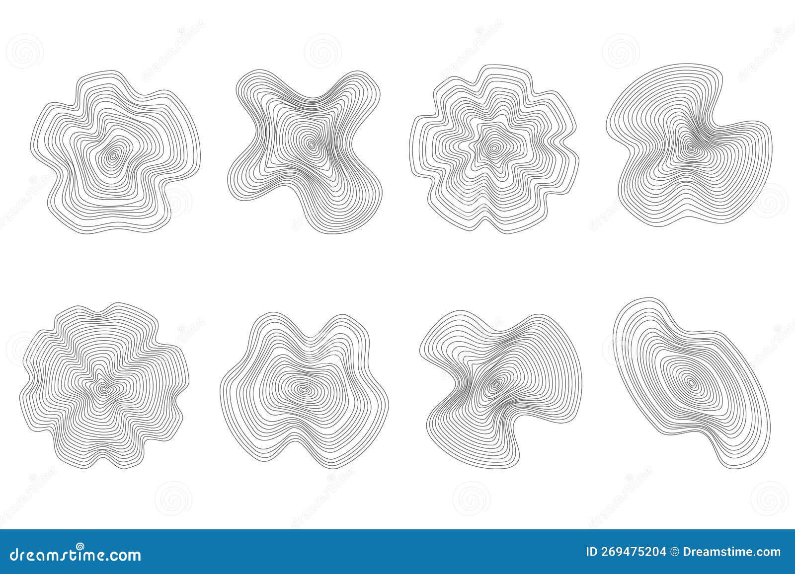 Linear Wooden Tree Rings Pattern. Topography Circles with Map Texture ...