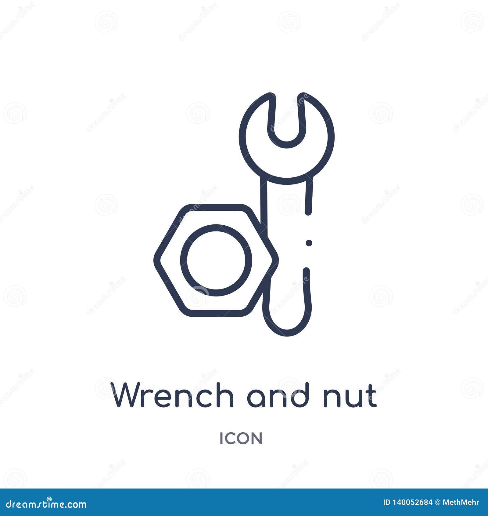 Linear Wrench and Nut Icon from Construction Tools Outline Collection ... Linear Wrench and Nut Icon from Construction Tools Outline Collection ...