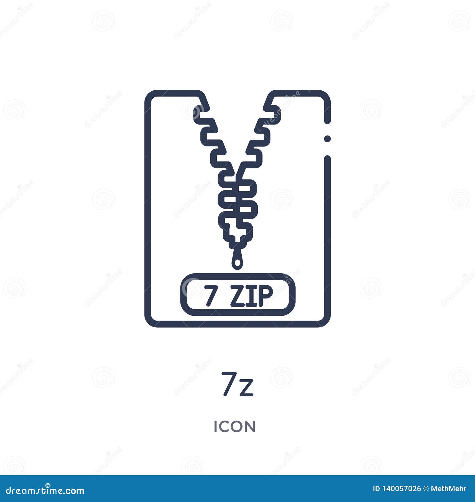 Linear 7z Icon from File Type Outline Collection. Thin Line 7z Vector ...