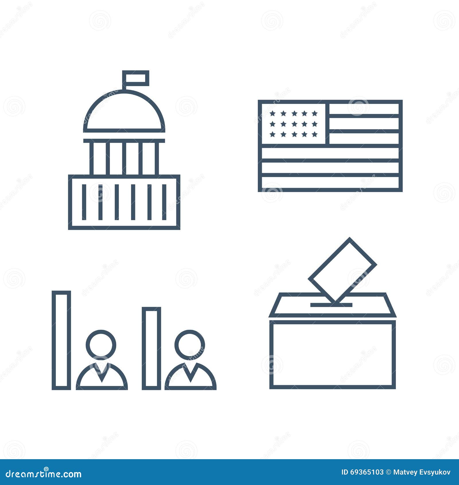 Lineare Ikonen Der Abstimmung Und Der Wahlen Stock Abbildung ...