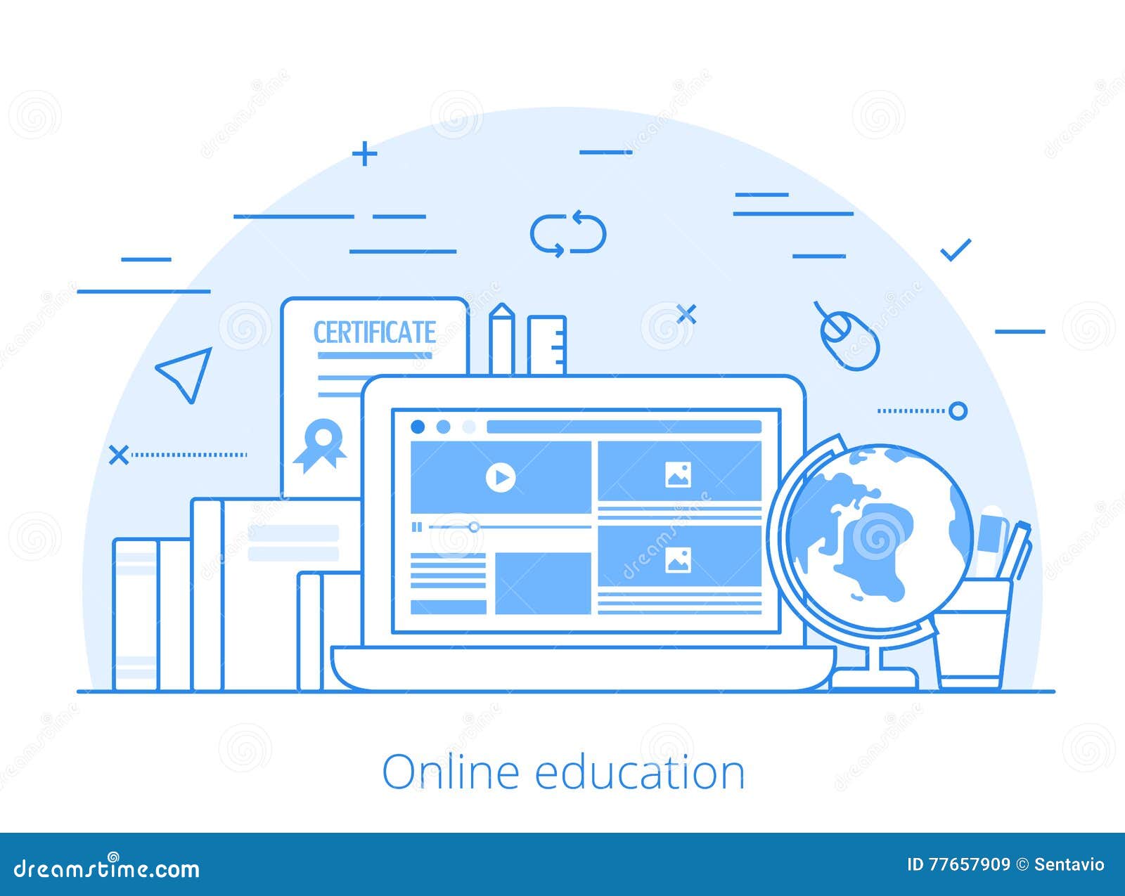 Lineart Flat Online Education Website Vector Stock Vector ...