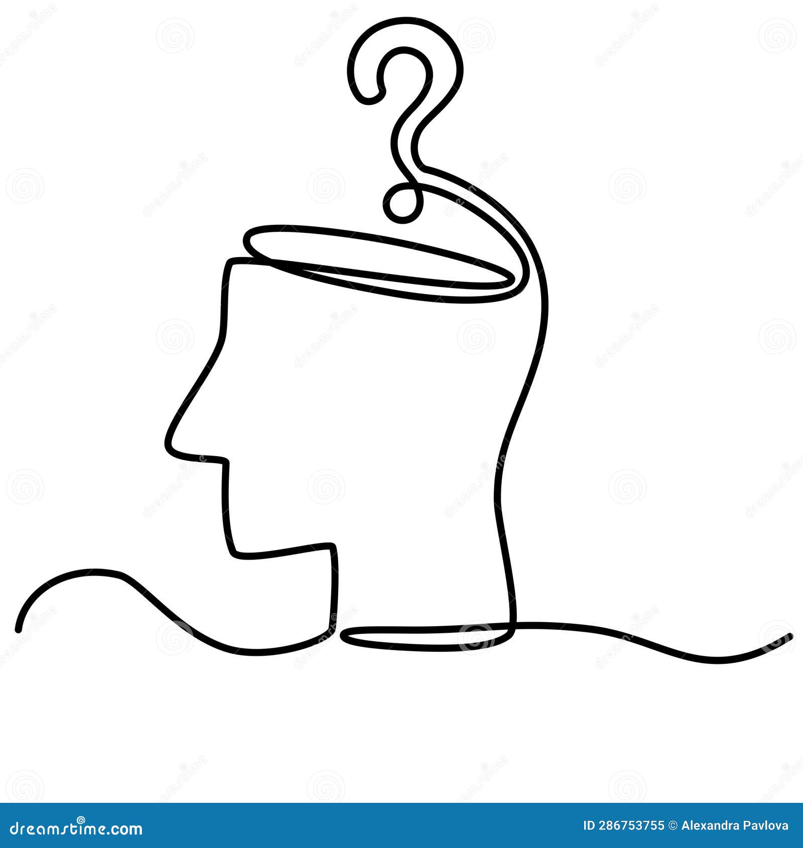 Human Head With Question Mark Inside In Simple Linear Style. Cartoon ...