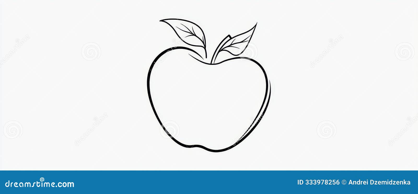 Lineart Illustration of a Continuous Single-line Apple Stock ...