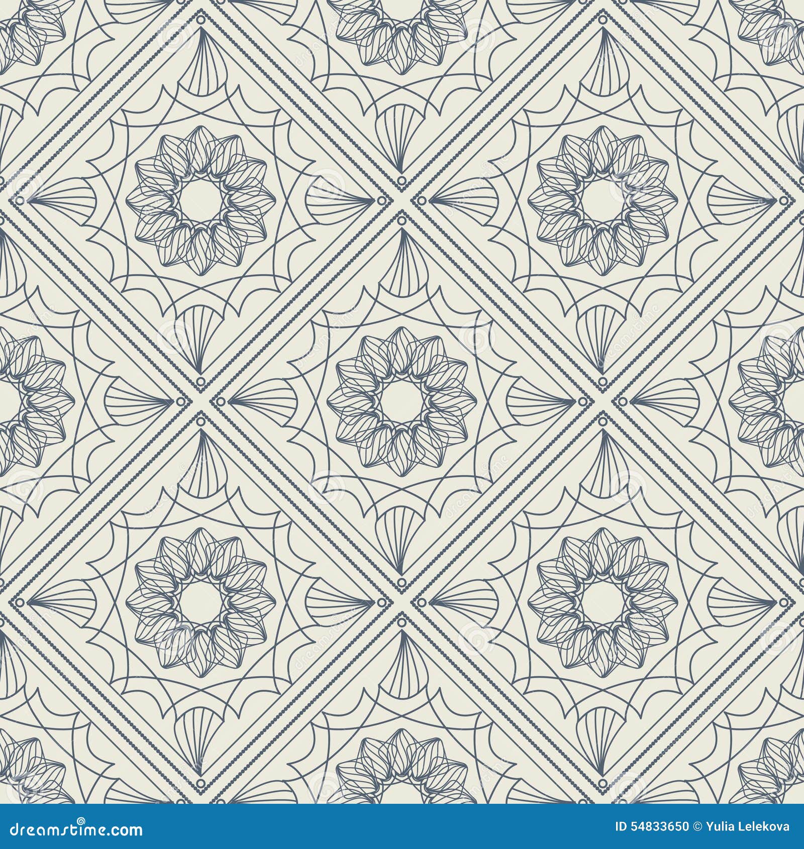 Lineart Ornamental Geometric Floral Pattern Stock Vector - Illustration ...