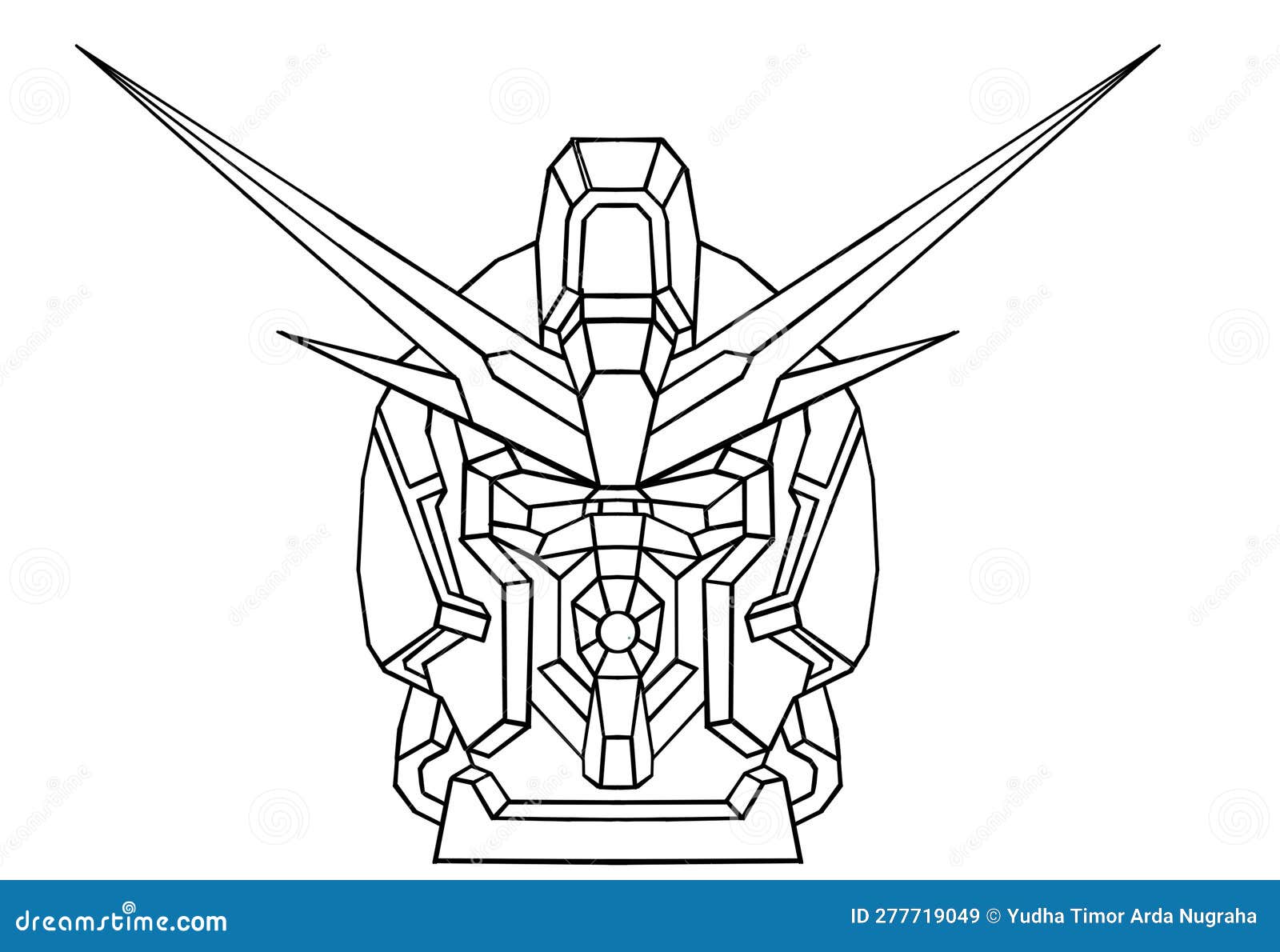 Lineart raider Gundam head stock illustration. Illustration of wing ...
