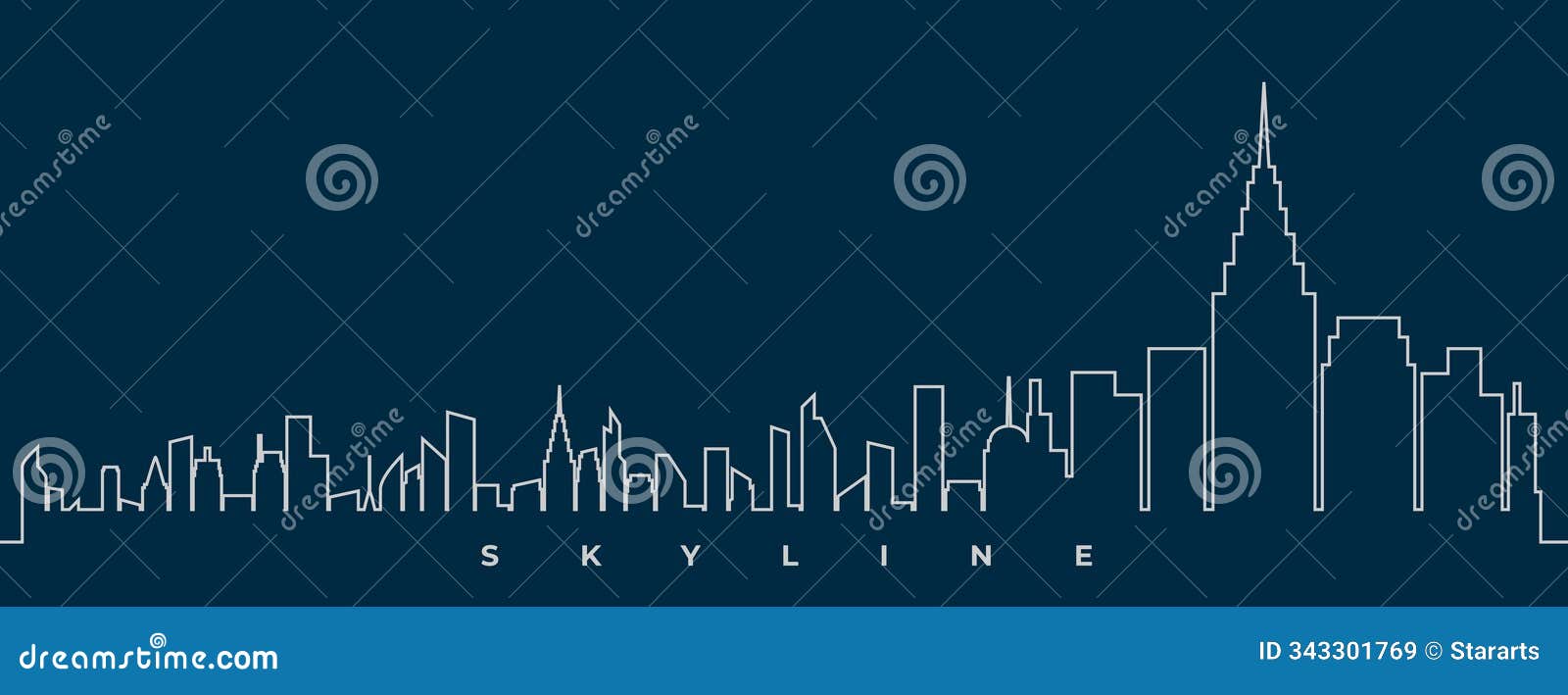 Lineart Simple City Skyline Building Downtown Design Stock Illustration ...