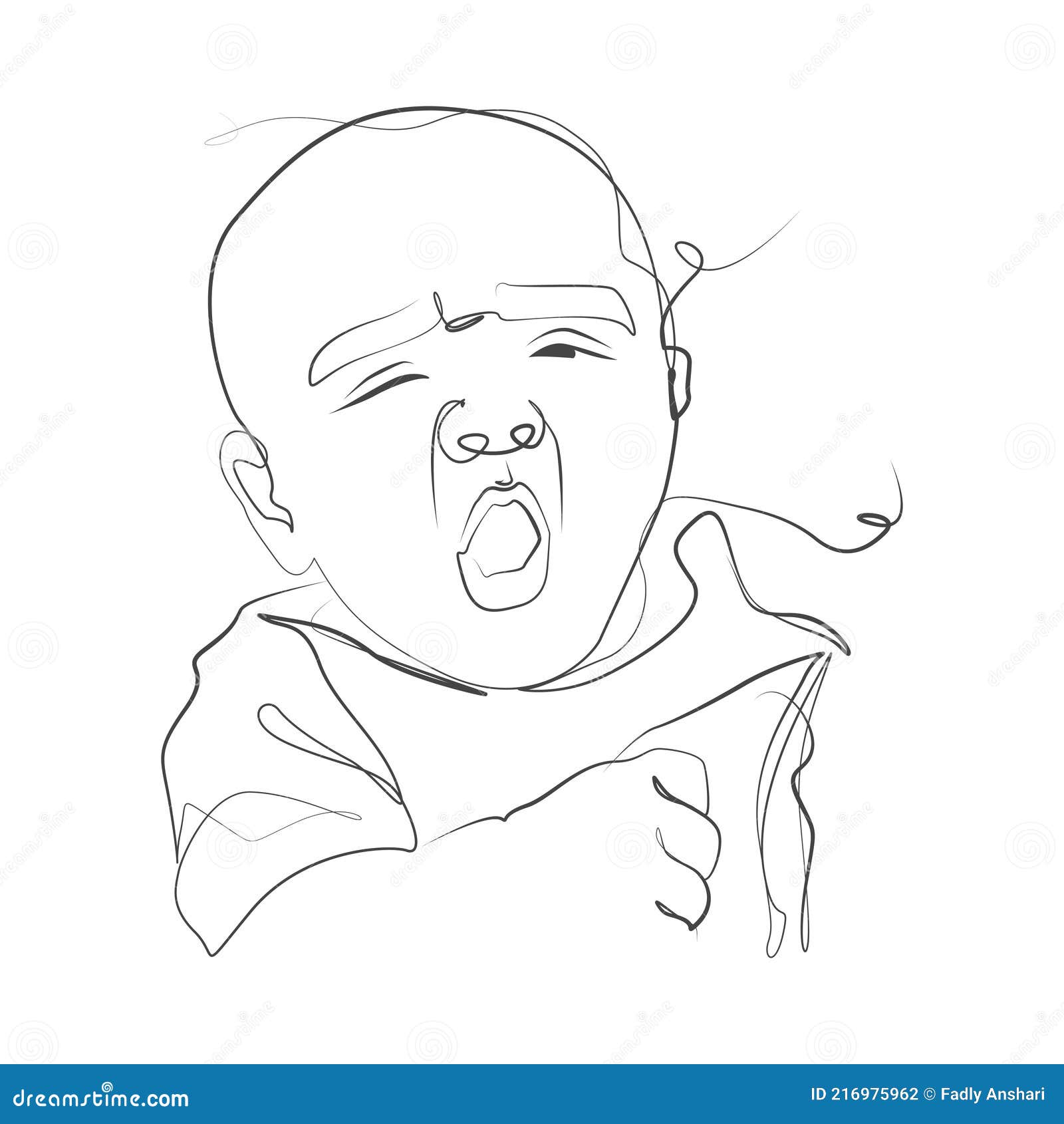 Lineart Vector Illustration of a Yawning Baby Stock Vector ...