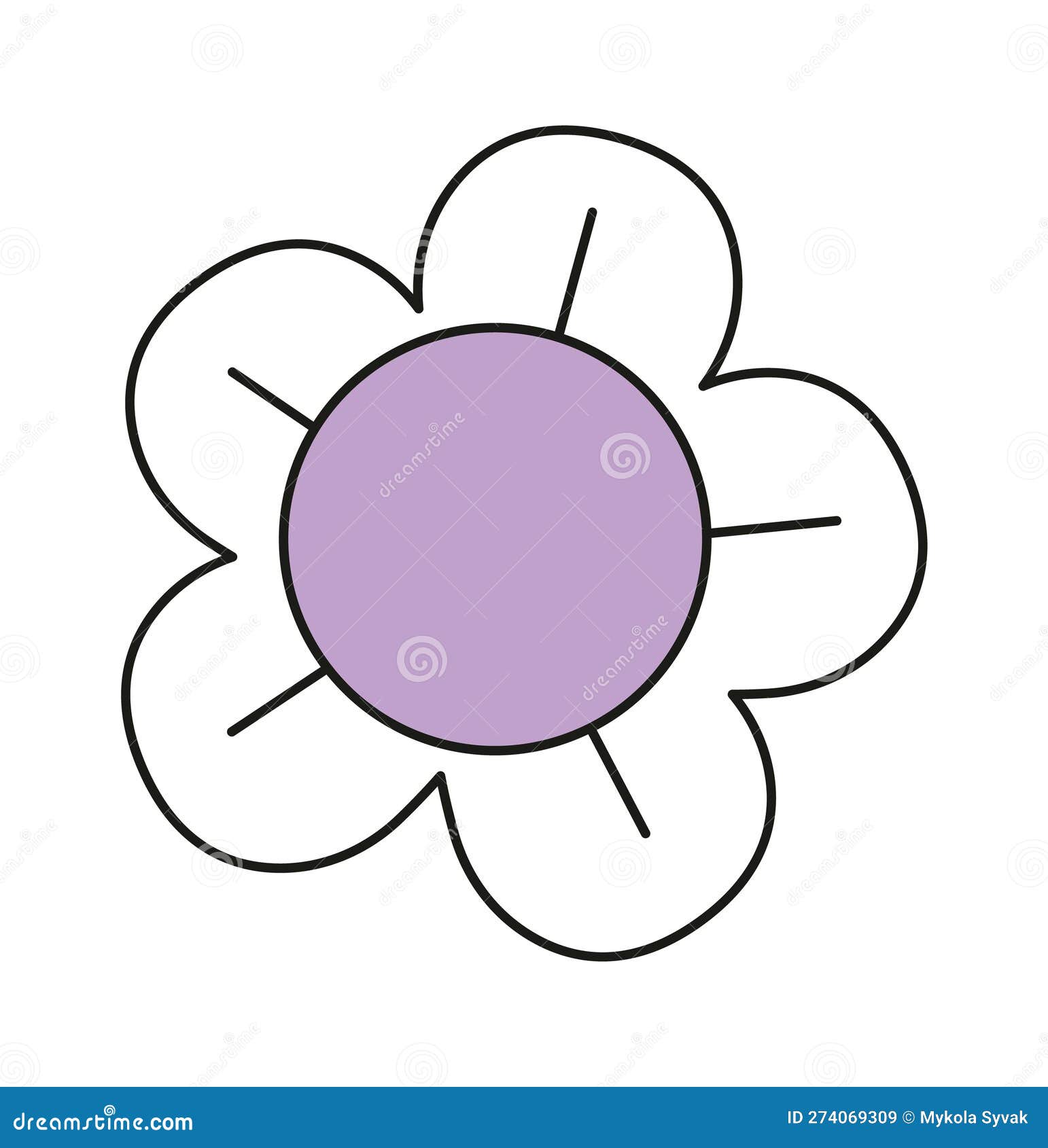 Lined Daisy Flower Head stock vector. Illustration of summer - 274069309