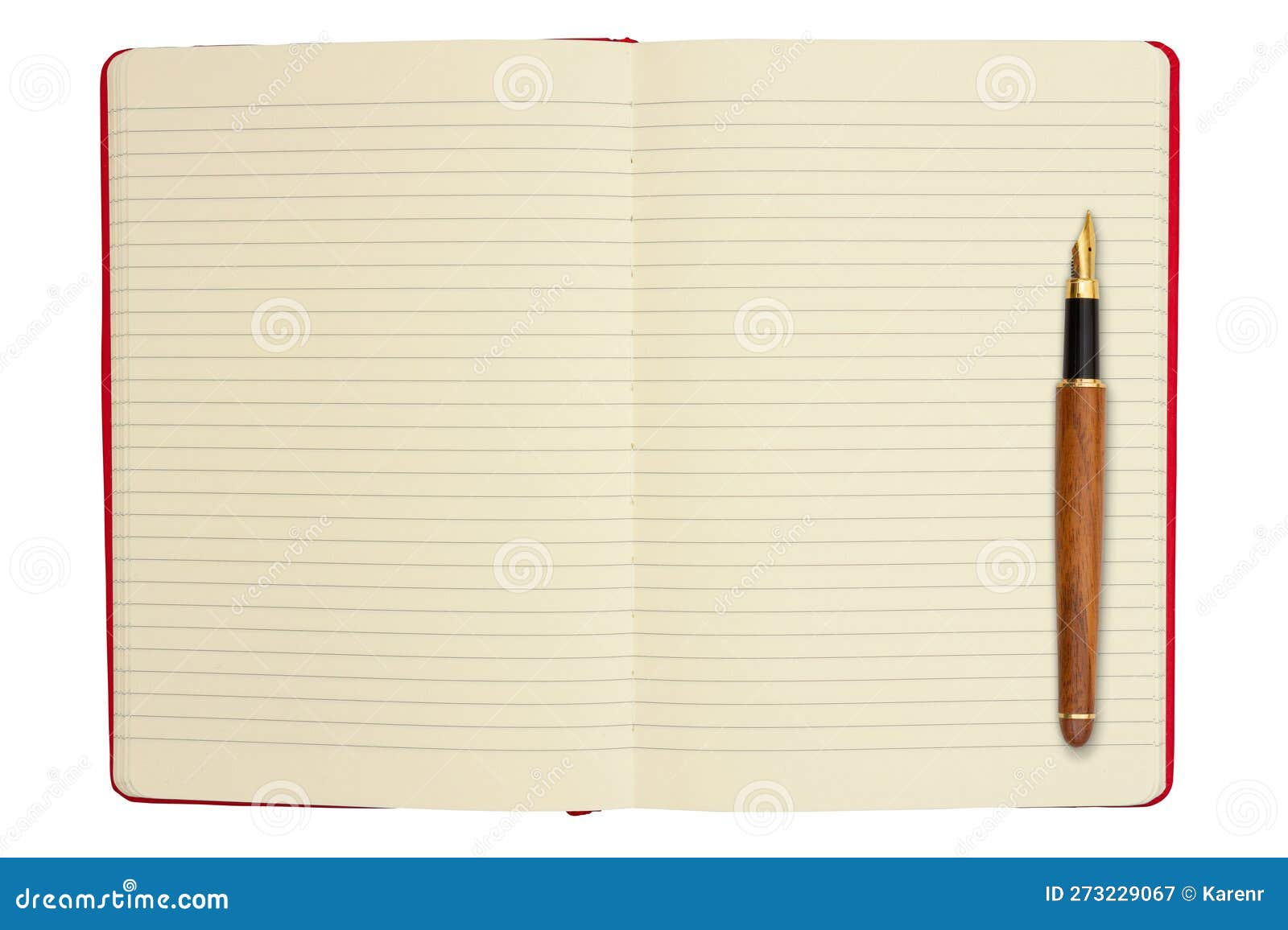 Lined Journal with Fountain Pen Isolated on White Stock Image - Image ...