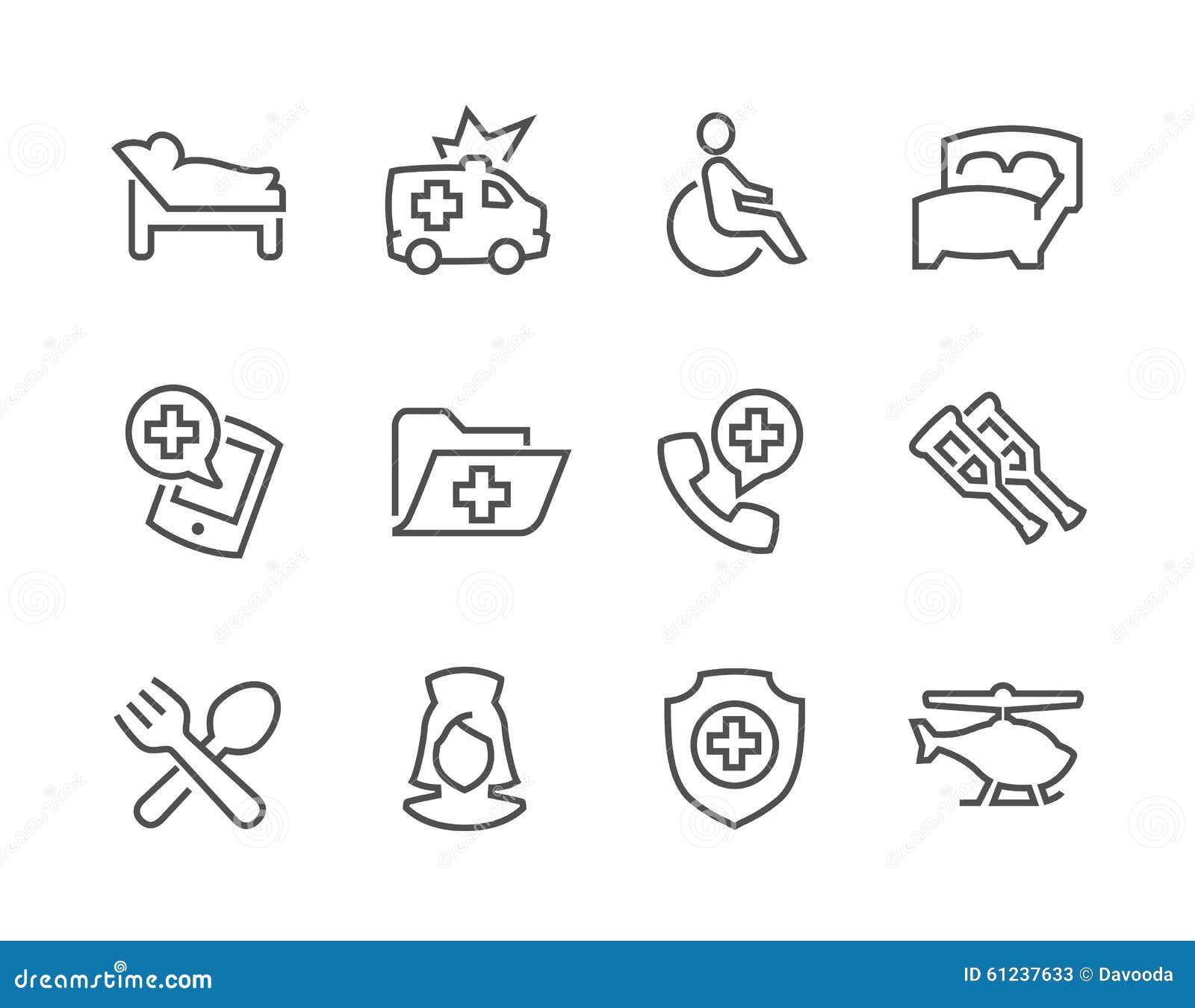 Lined Medical Transportation Icons Stock Vector - Illustration of ...