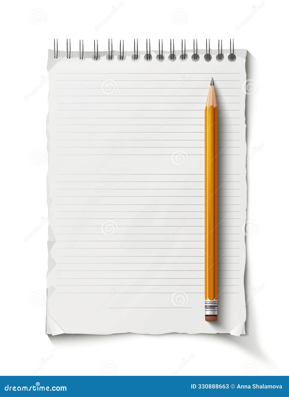 Lined Notepad with a Pencil on Its Right Side Against a White ...