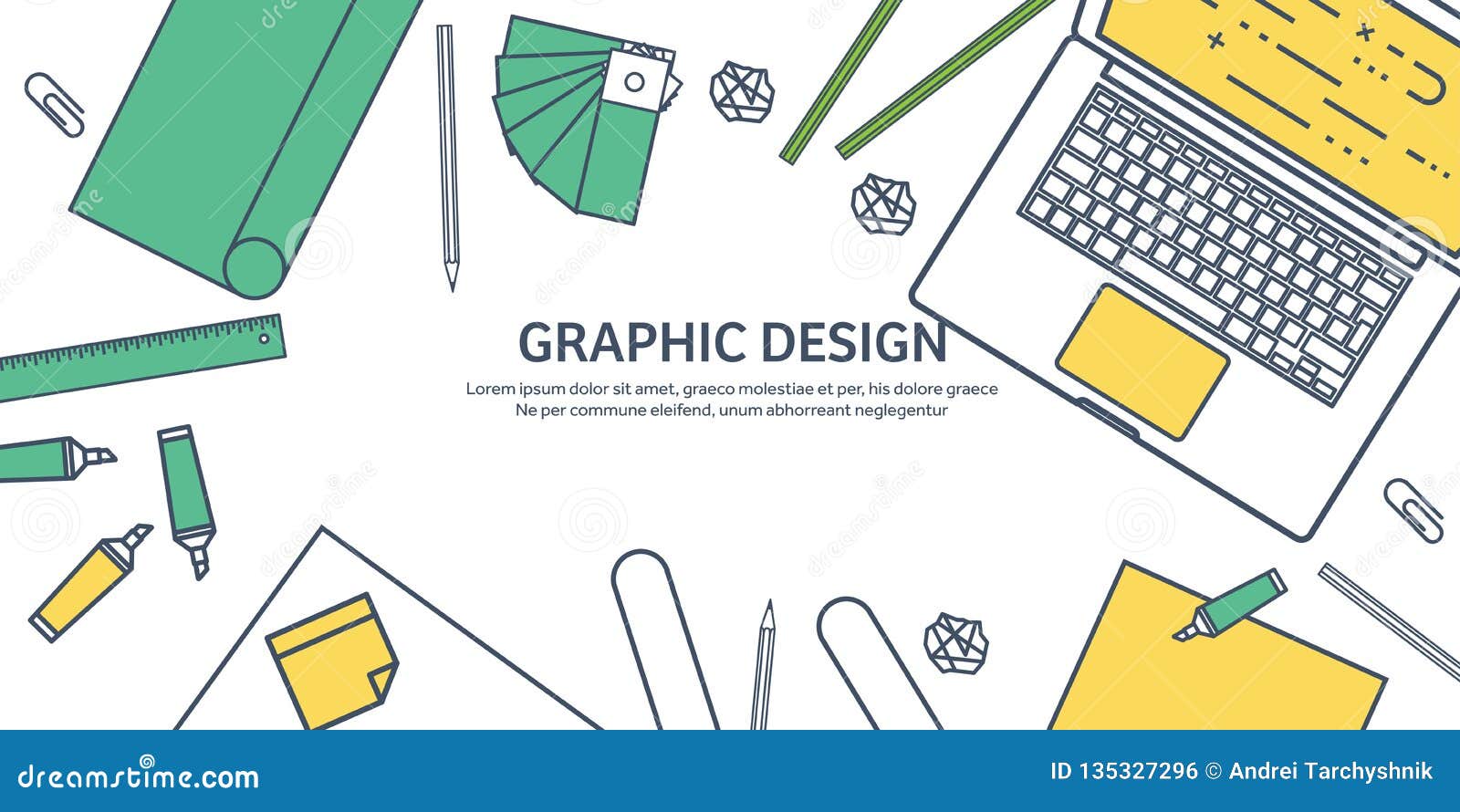 Lined, Ouline Flat Graphic Web Design. Drawing and Painting ...